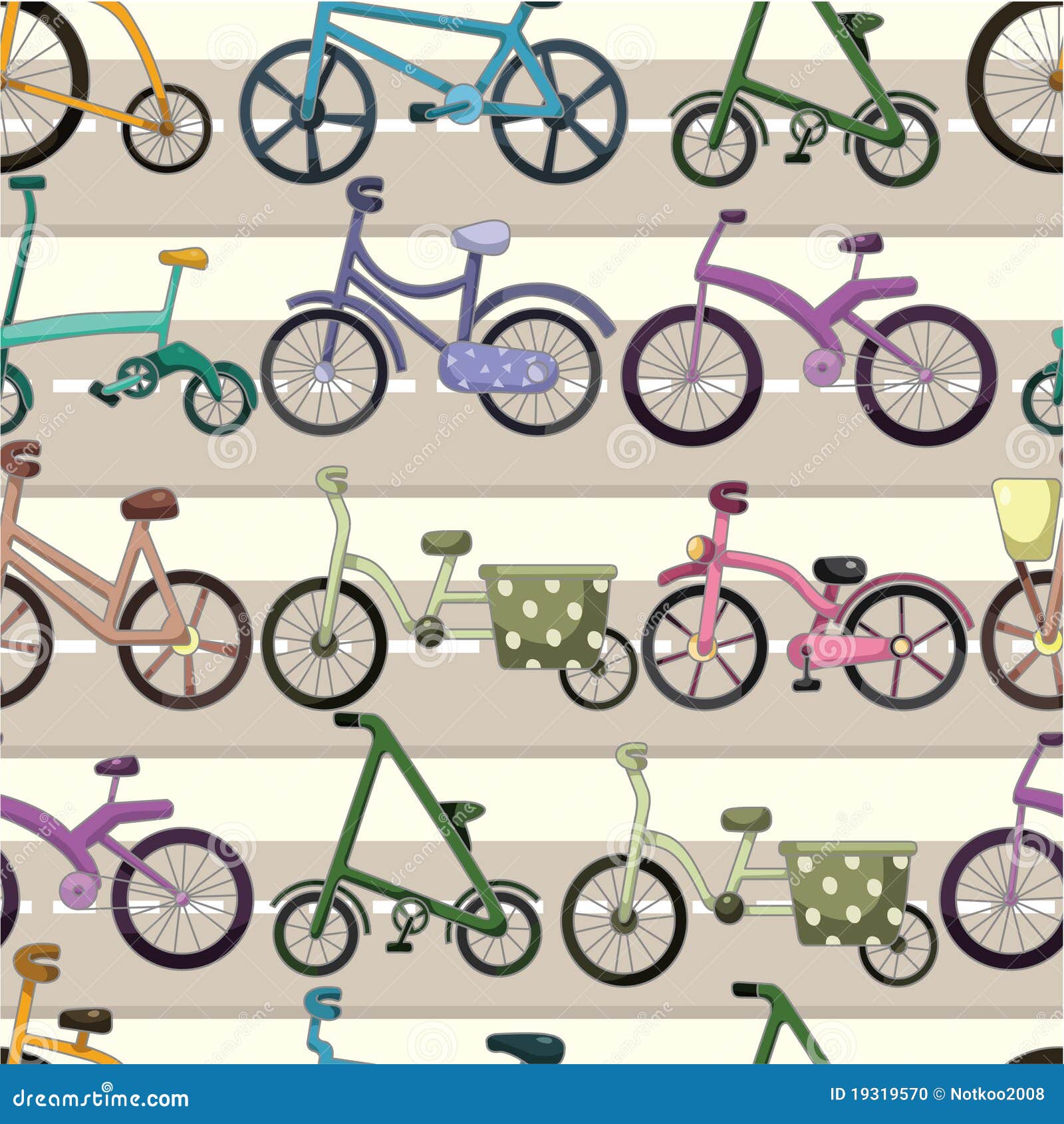 Seamless bicycle pattern stock vector. Illustration of outline - 19319570