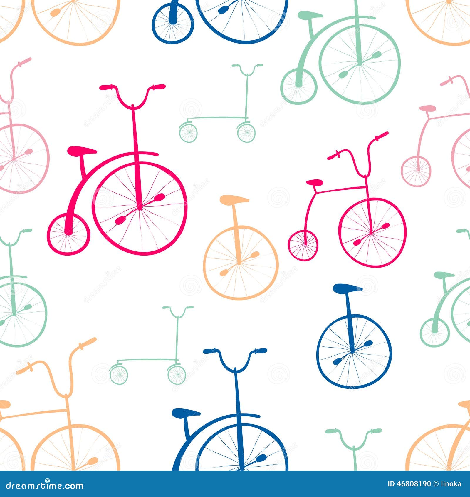 Seamless Bicycles Pattern. Bikes Stock Vector - Illustration of cute ...