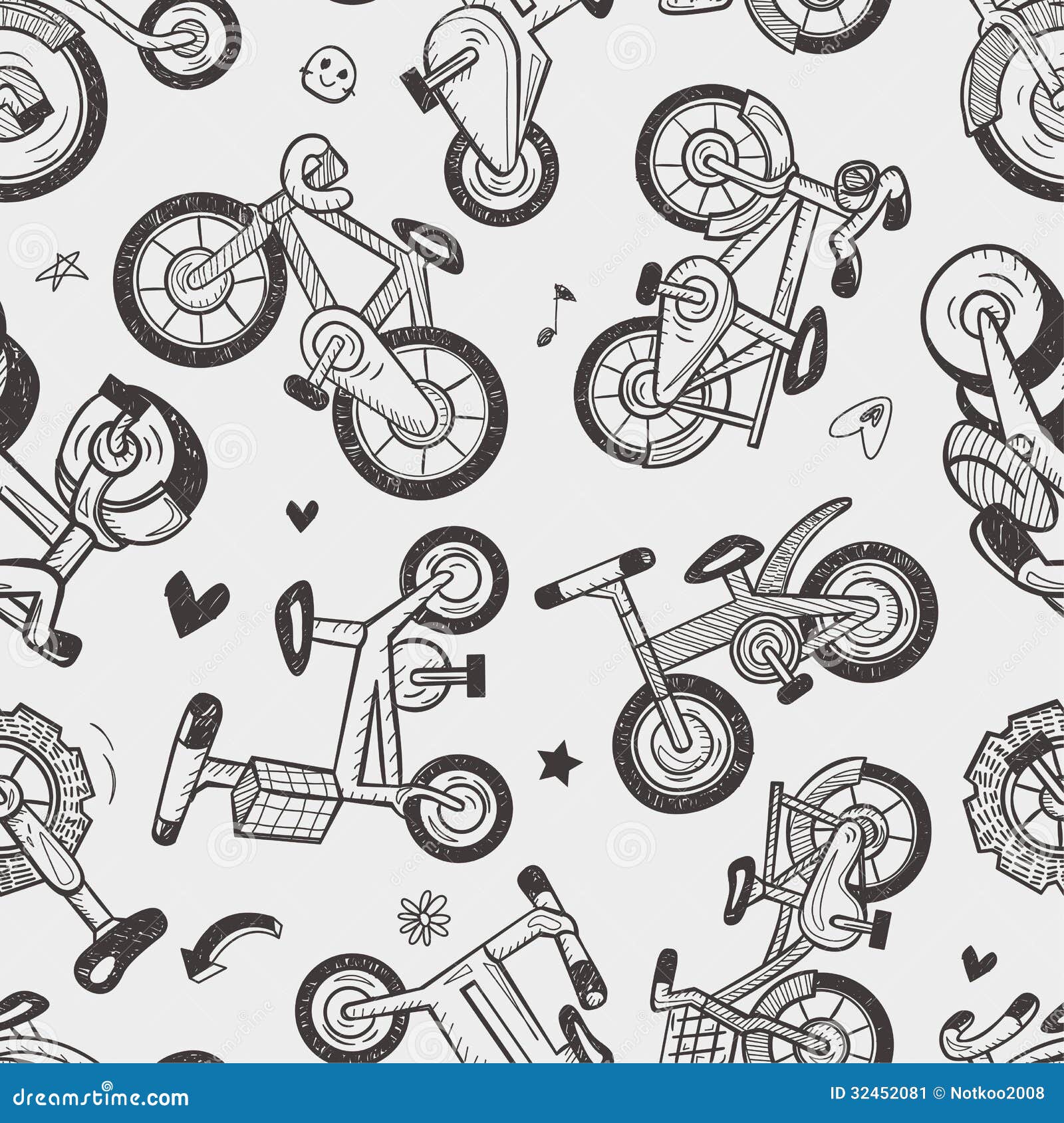 Seamless bike pattern stock vector. Illustration of outline - 32452081