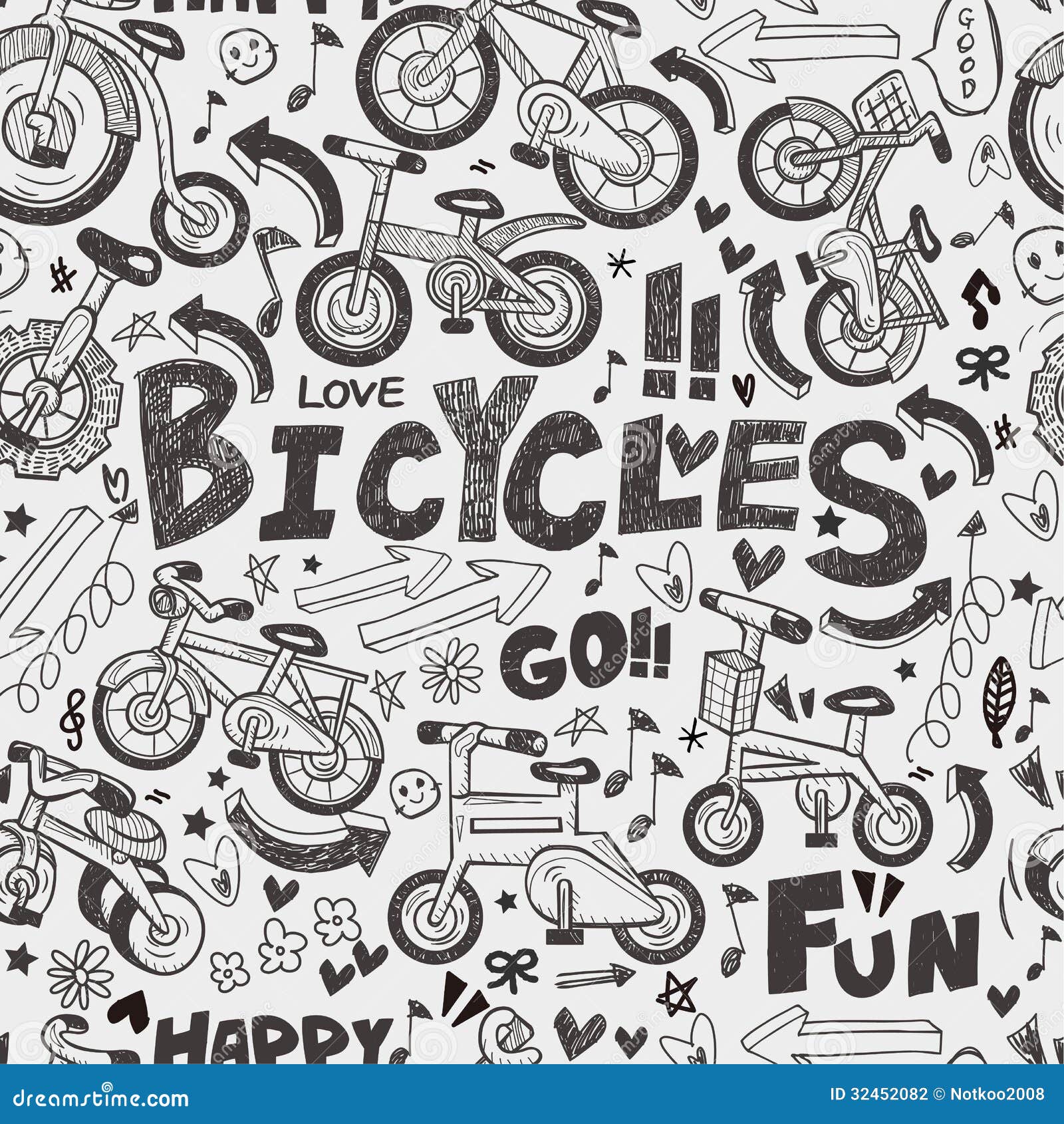 Seamless Bike Pattern. Green Line Bicycle Background Vector ...