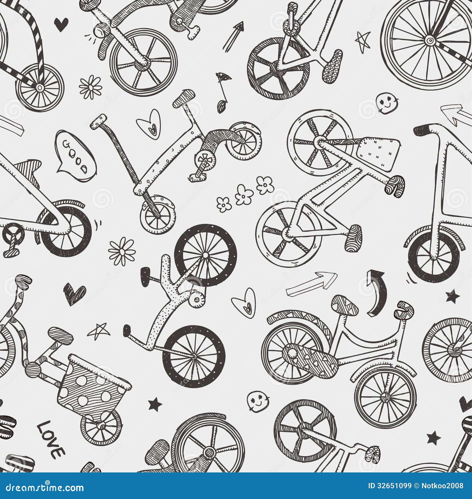Seamless bike pattern stock vector. Illustration of vector - 32651099
