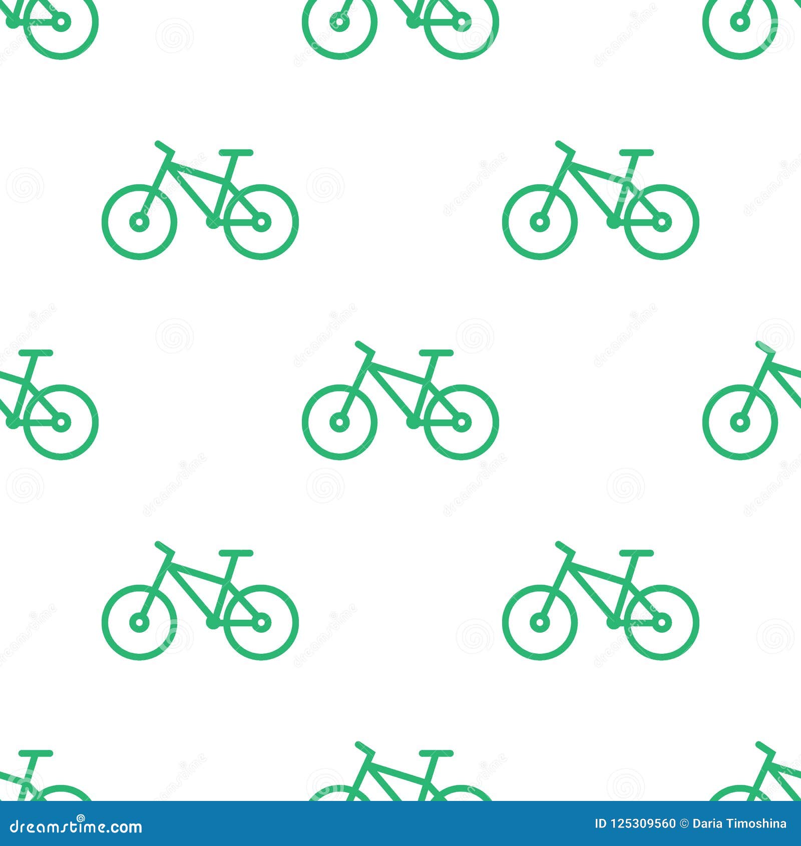 Seamless Bike Pattern. Green Line Bicycle Background Vector ...