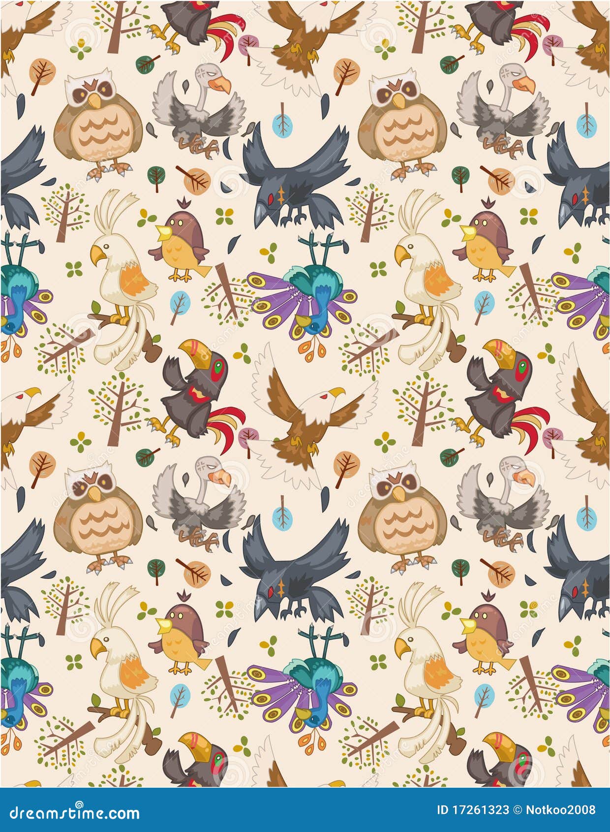 Seamless bird pattern stock vector. Illustration of duck - 17261323