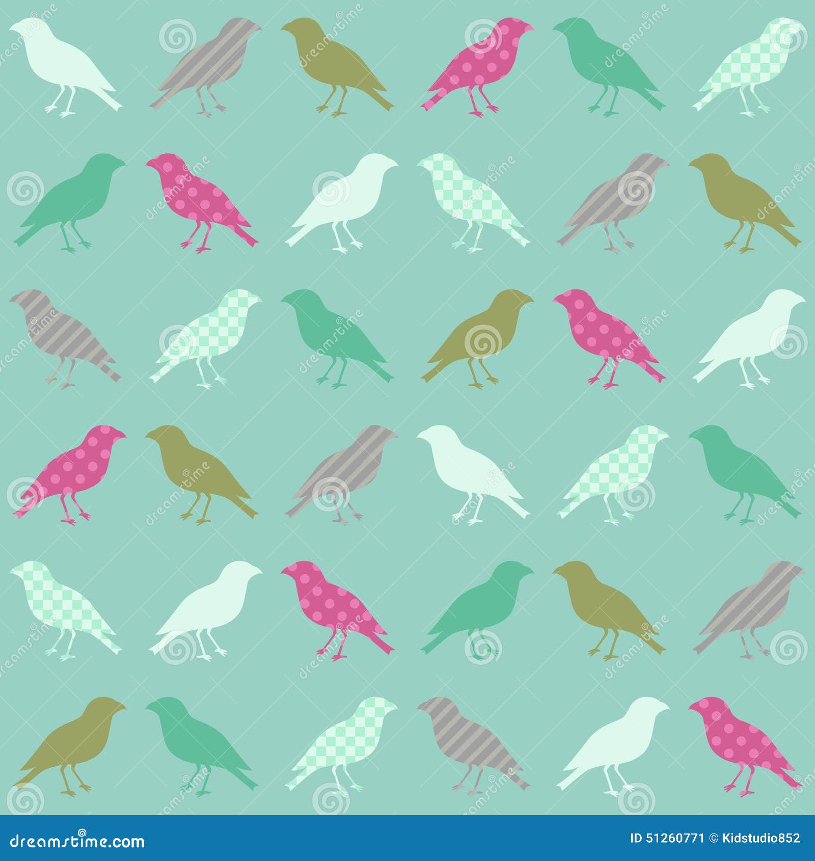 Seamless Birds Fabric Pattern Stock Vector - Illustration of nature ...