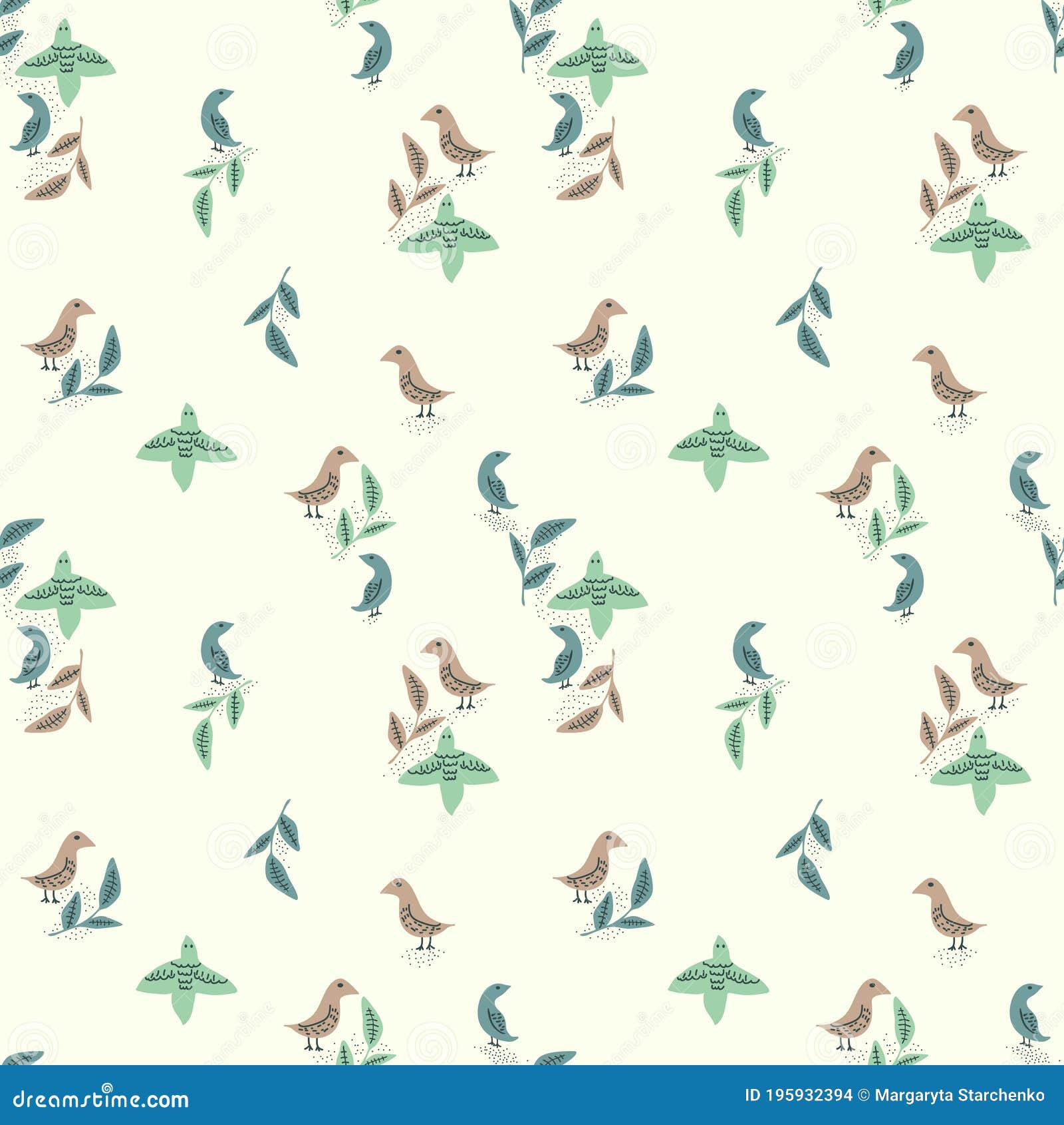 Seamless birds pattern stock vector. Illustration of graphic - 195932394