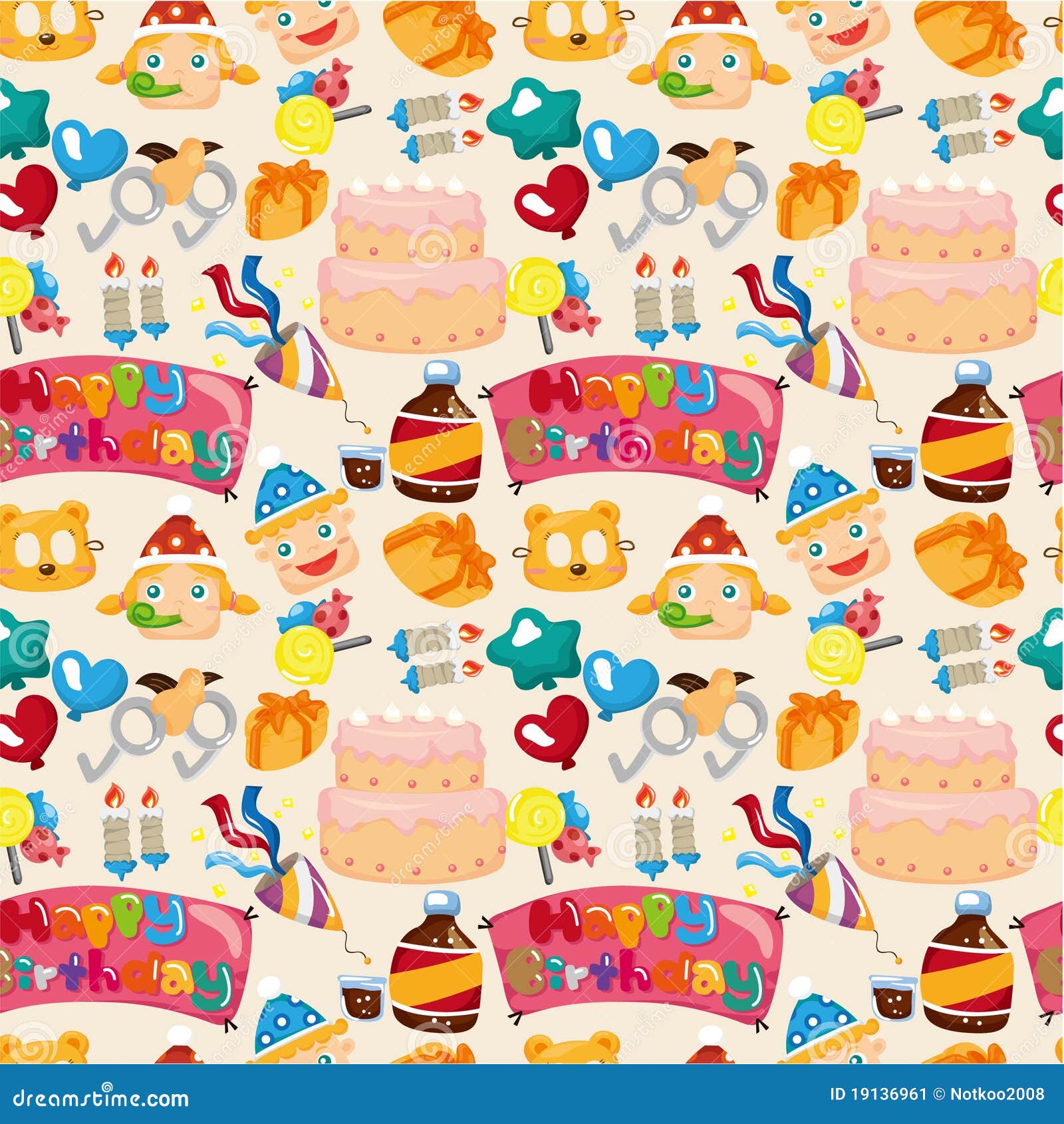 Seamless birthday pattern stock vector. Illustration of element - 19136961
