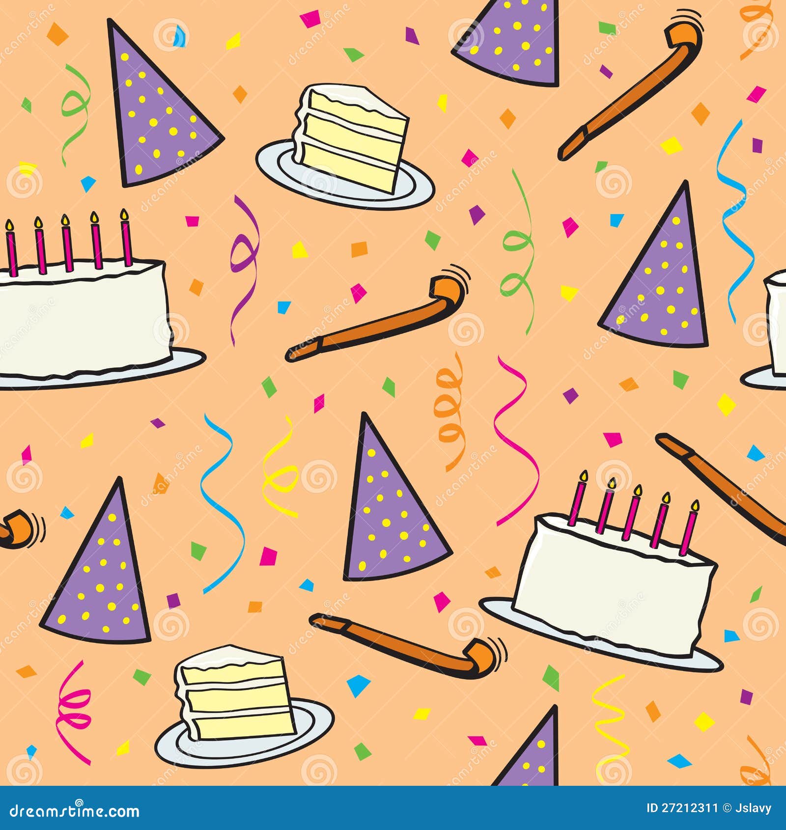 Seamless Birthday Pattern stock vector. Illustration of pointy - 27212311