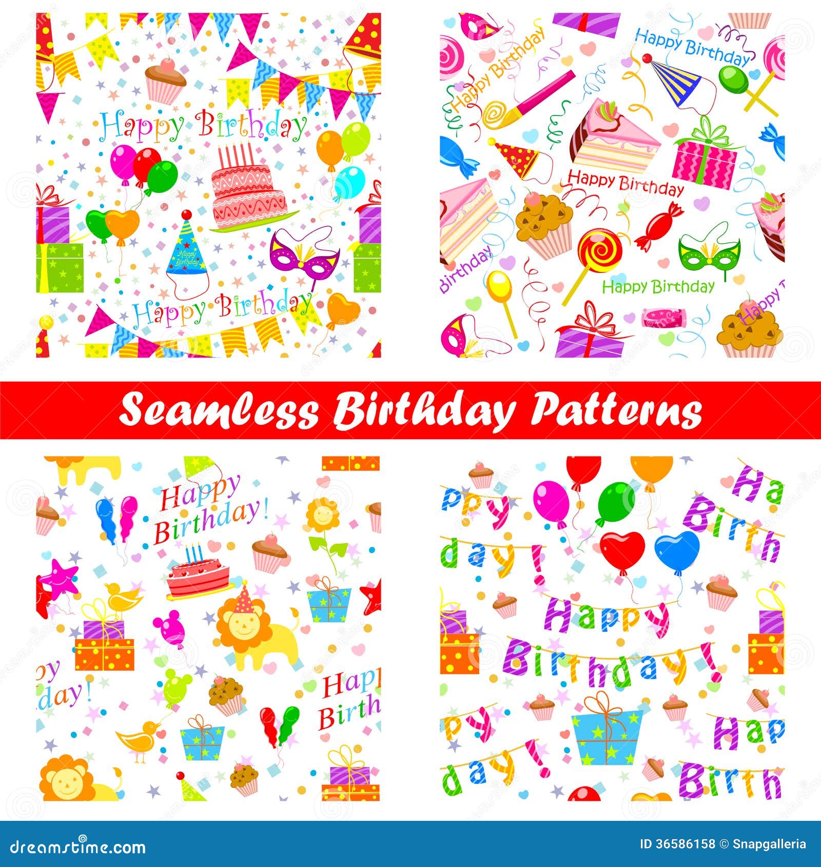 Seamless Birthday Pattern stock illustration. Illustration of ...