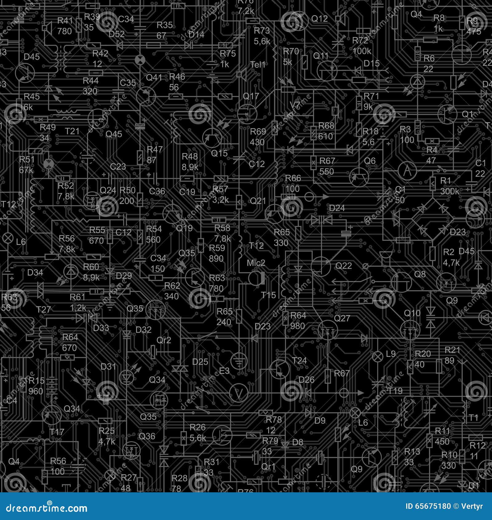 Seamless Black Background of Electrical Circuit. Stock Vector ...