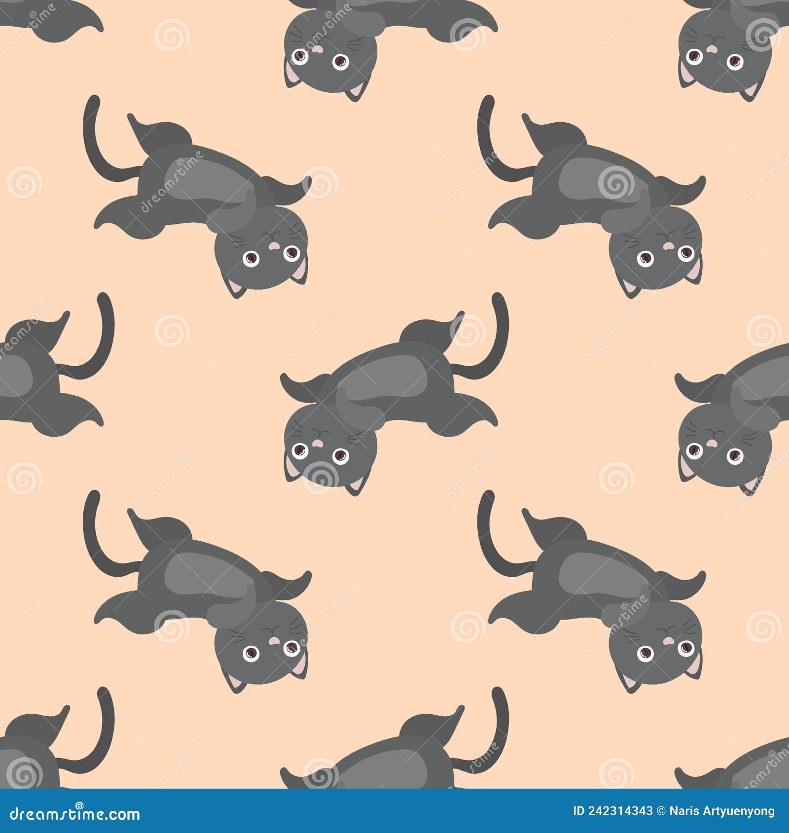Seamless Black Cat Cartoon Pattern Stock Vector - Illustration of logo ...