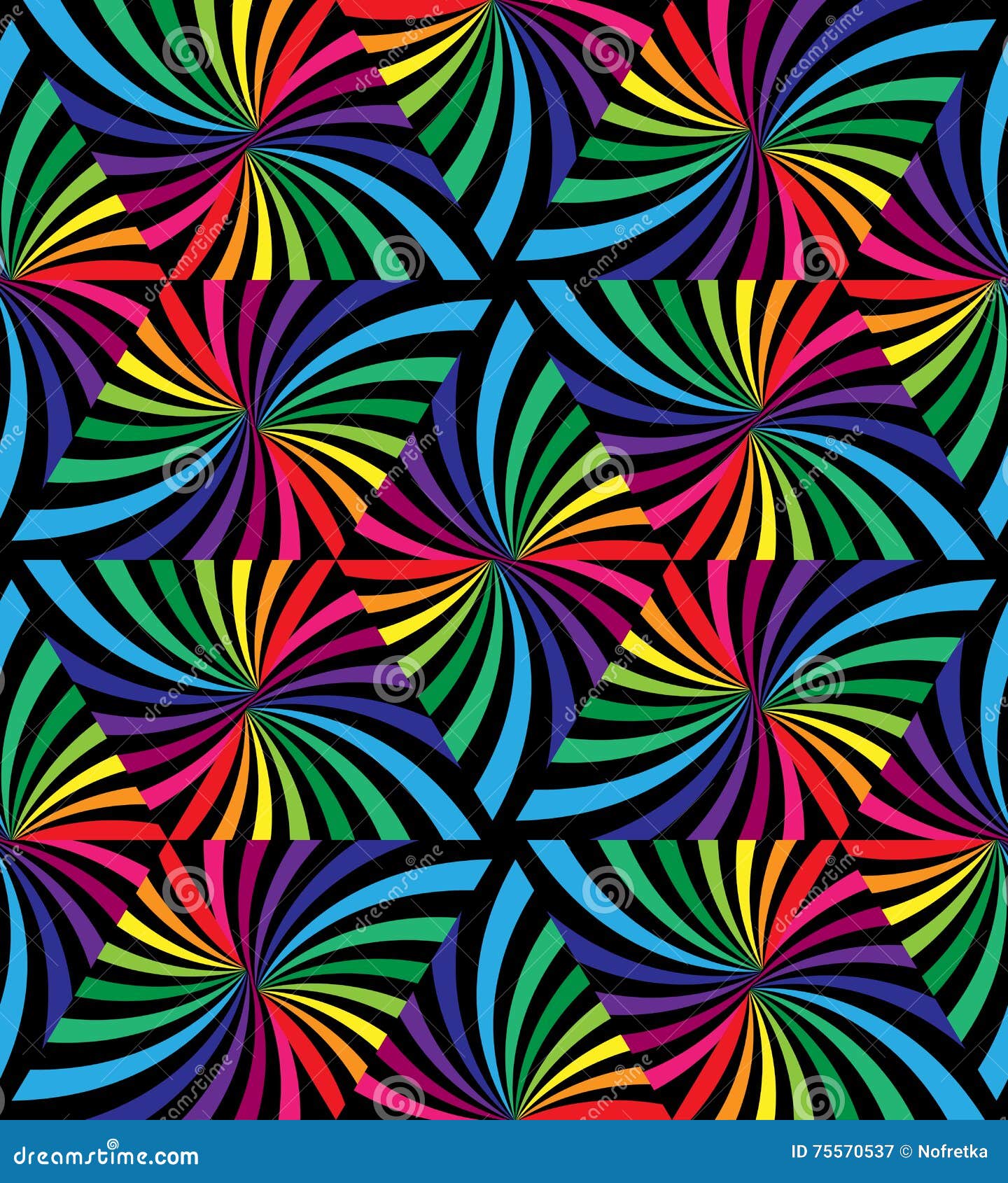 Seamless Black and Colorful Wavy Triangles Pattern. Stock Vector ...