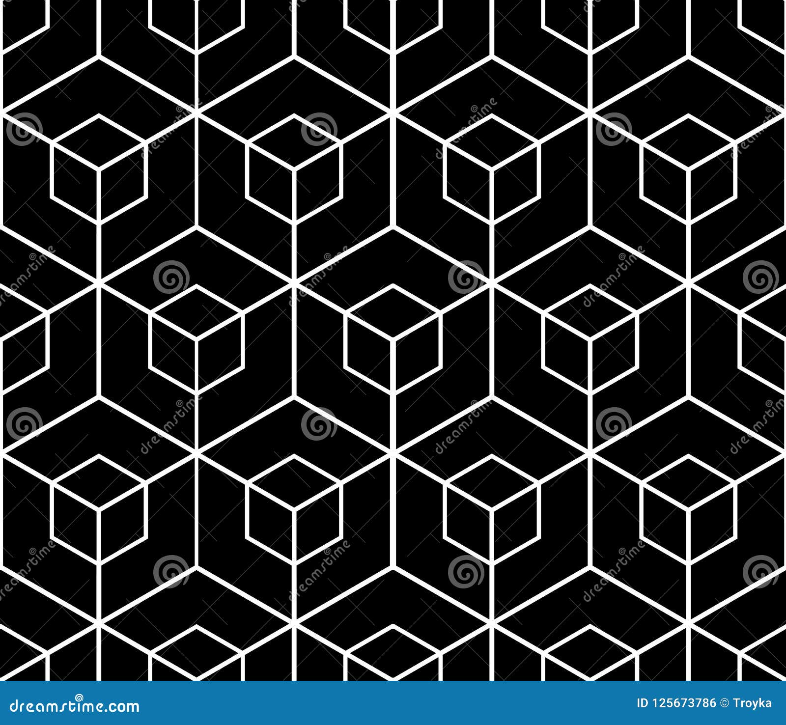 Seamless Black Geometric Pattern. 3D Illusion. Stock Vector ...