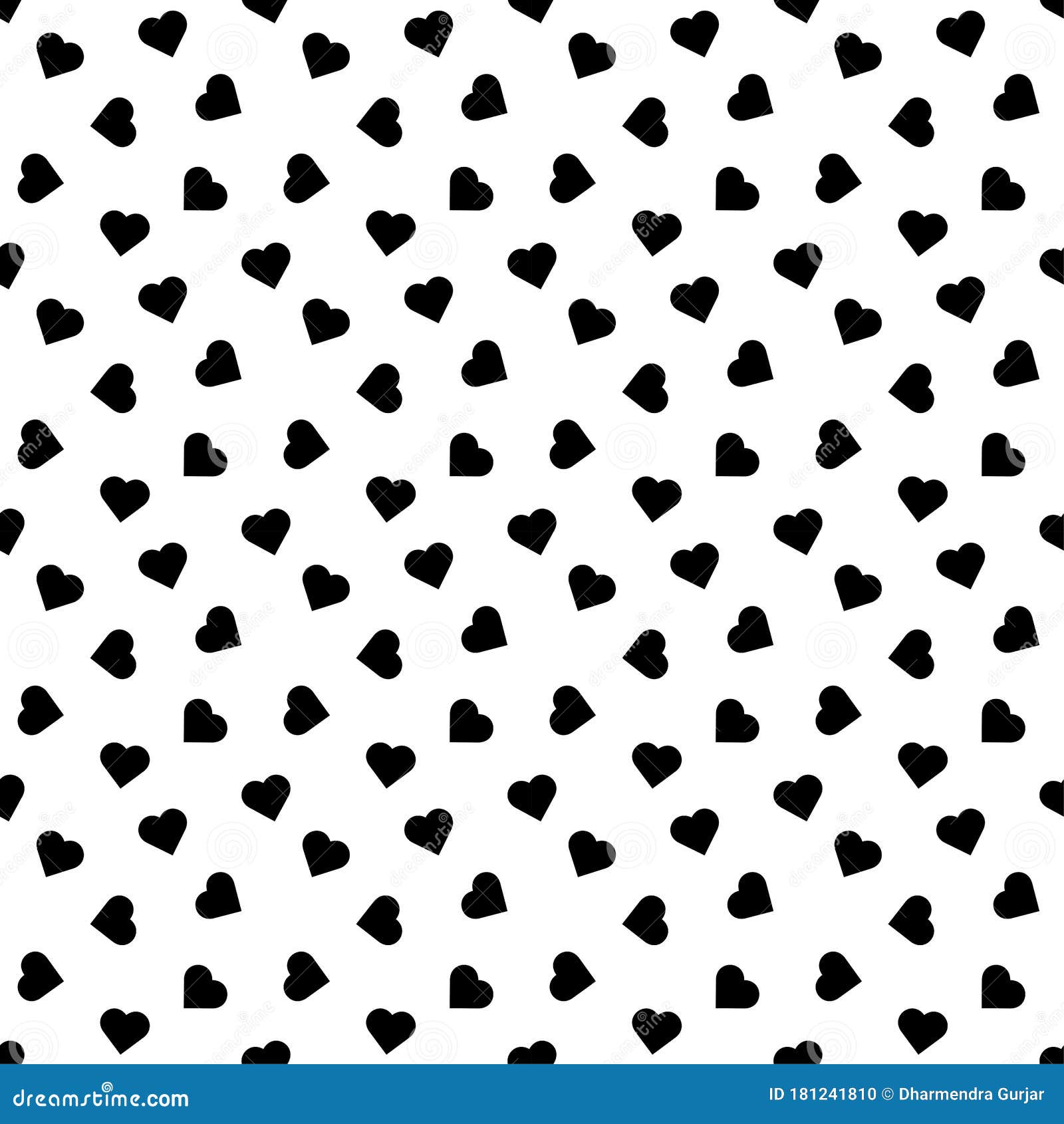 Seamless Black Heart Pattern Stock Vector - Illustration of textile ...
