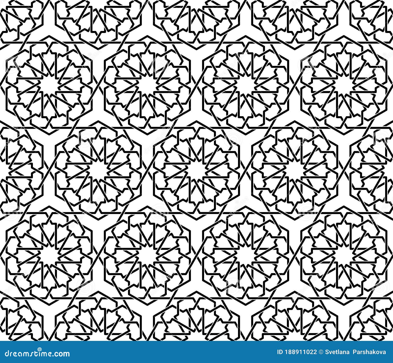 Seamless Black Islamic Pattern. Interlacing Lines Stock Vector ...