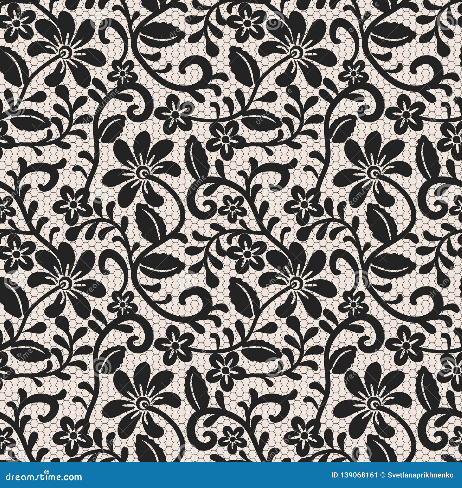 Seamless black lace stock vector. Illustration of pattern - 139068161