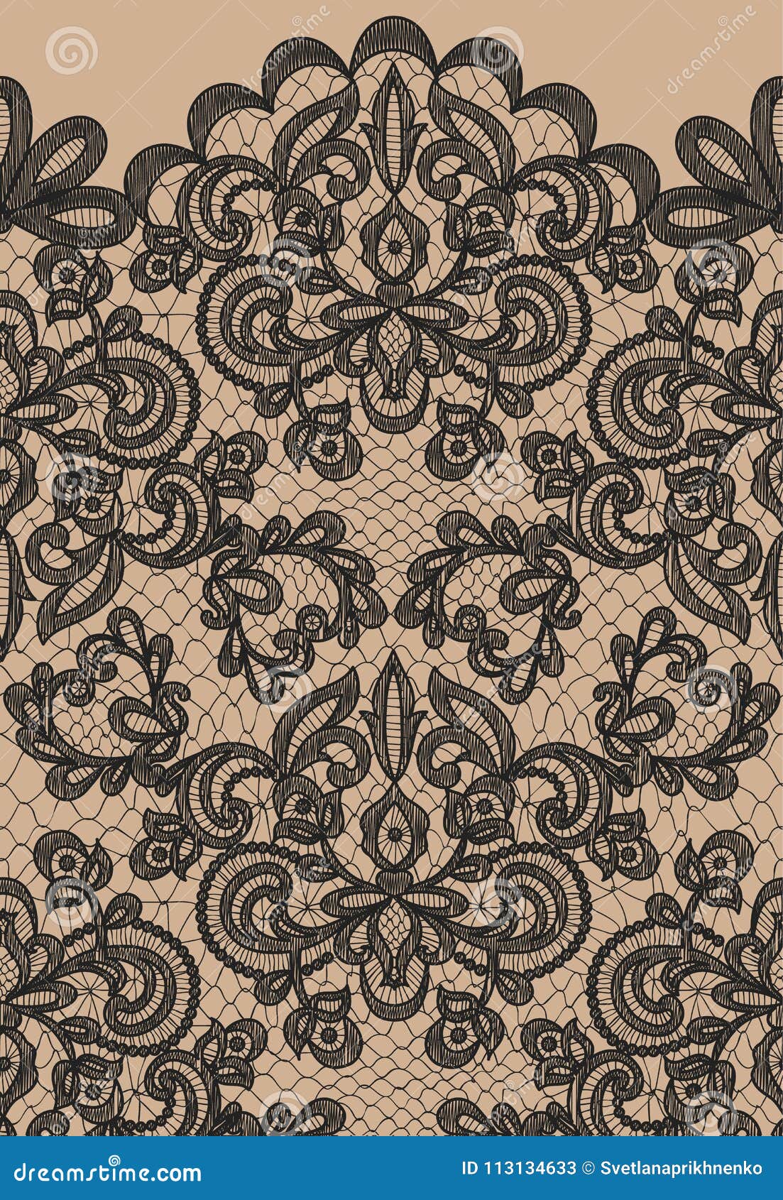 Seamless black lace stock vector. Illustration of decorative - 113134633