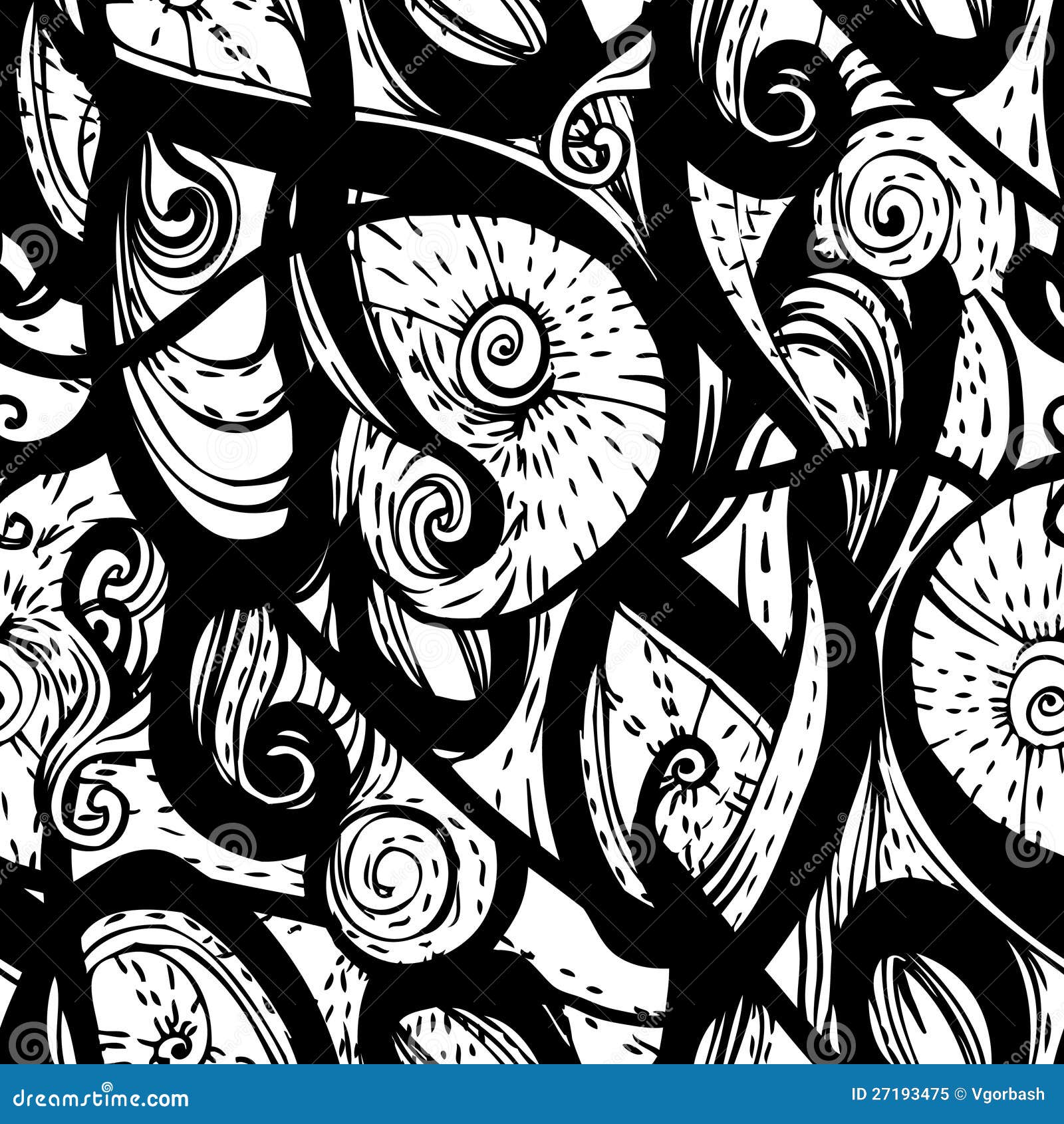 Seamless black pattern stock vector. Illustration of ornament - 27193475