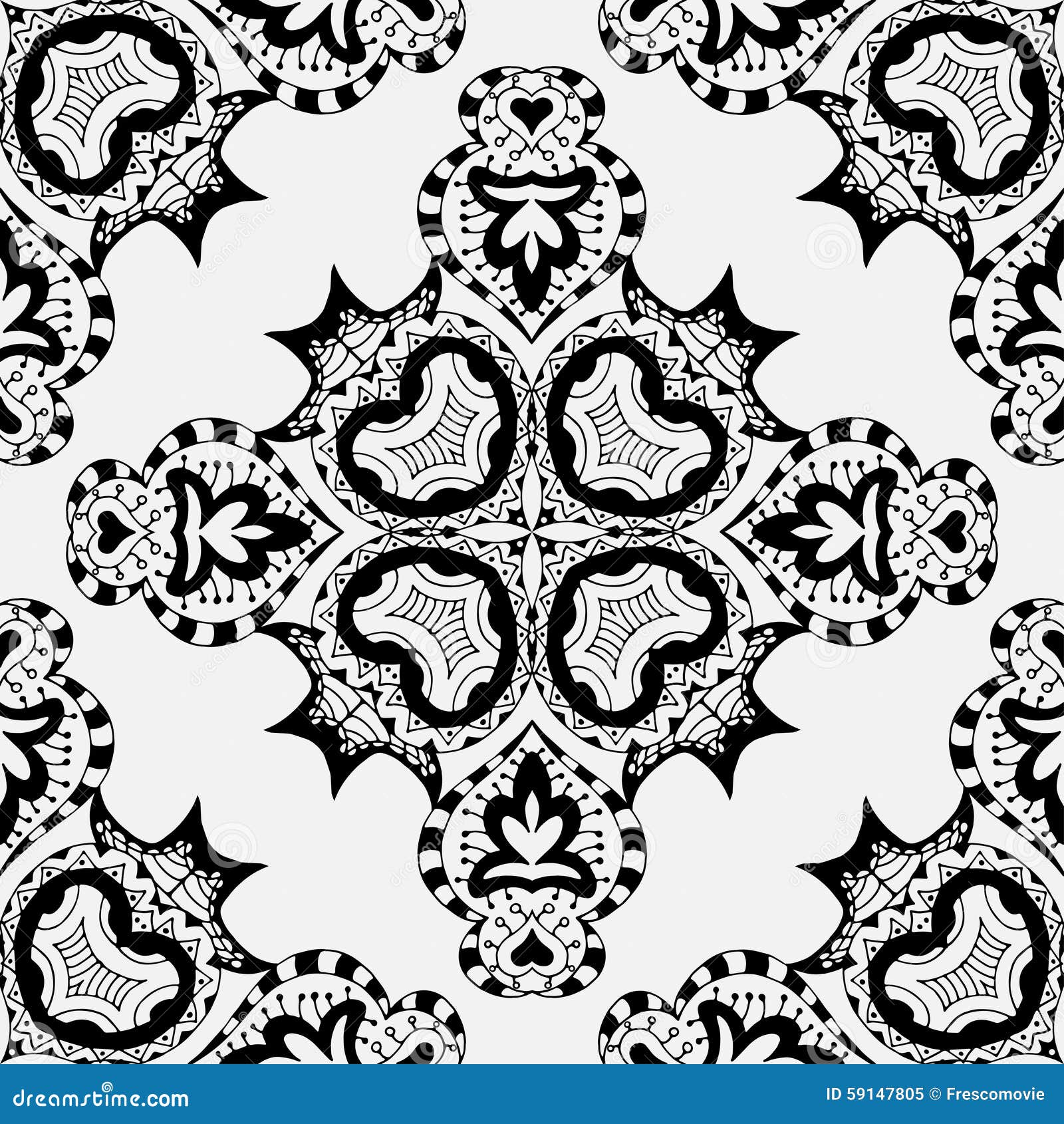 Seamless black pattern stock vector. Illustration of exotic - 59147805