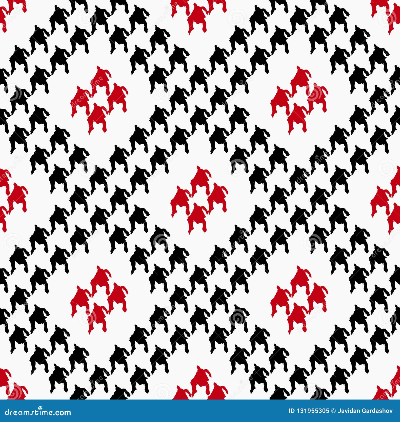 Seamless Black and Red Houndstooth Pattern with Red Textile Plaid Lines ...