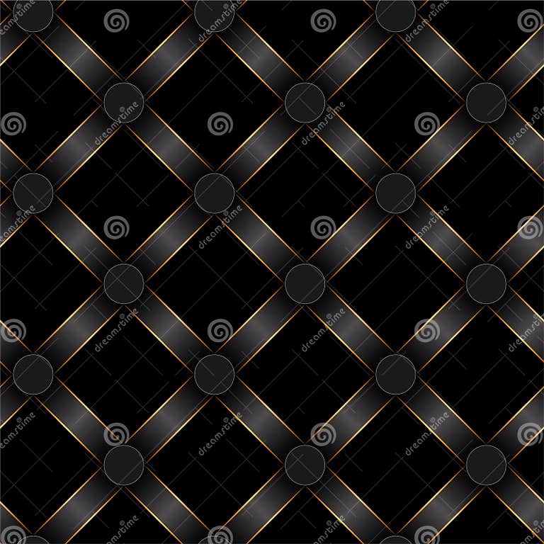 Seamless Black Ribbon and Gold Strip Pattern Stock Vector ...