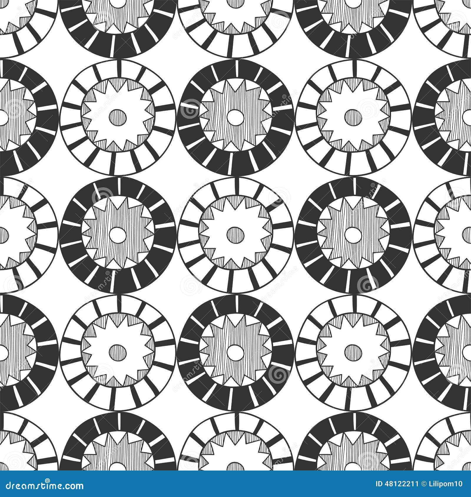 Seamless Black and White Abstract Pattern of Circles Stock Vector ...