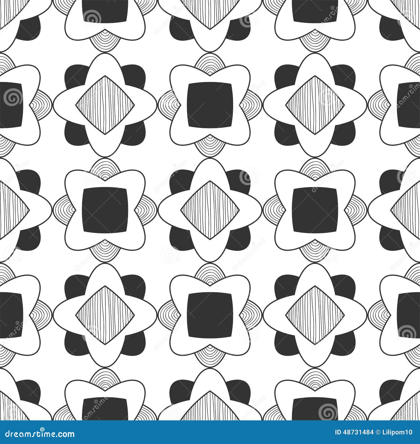 Seamless Black and White Abstract Pattern Stock Vector - Illustration ...