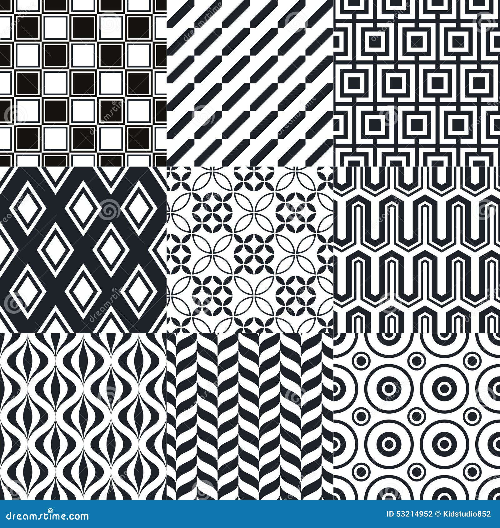 Seamless Black and White Background Pattern Stock Vector - Illustration ...