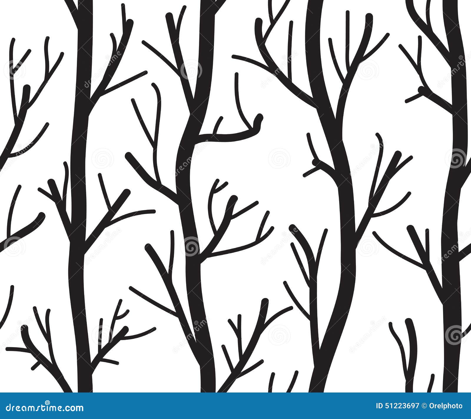 Seamless Black And White Background With Trees Cartoon Vector ...