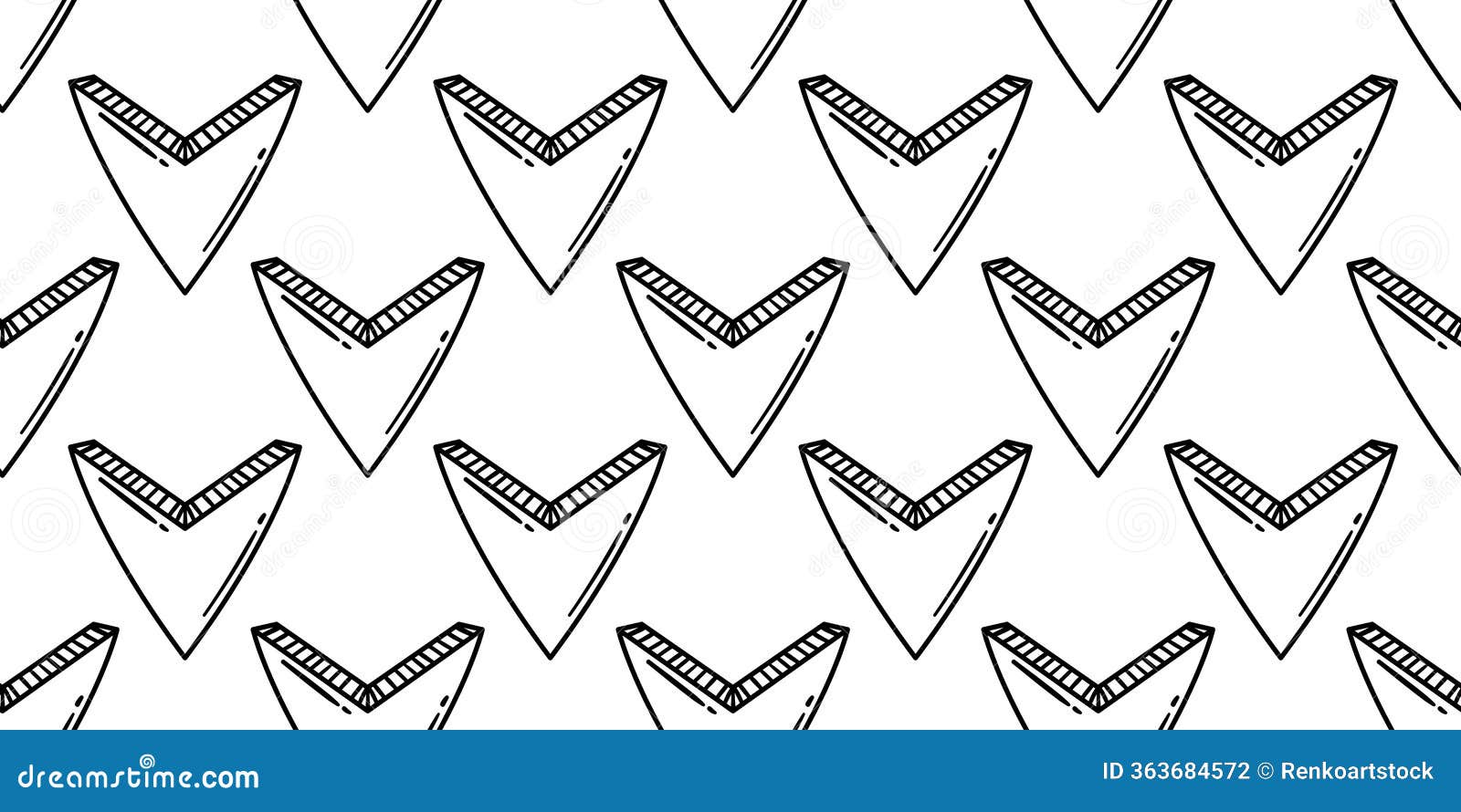 Seamless Black And White Chevron Arrow Pattern In Doodle Style For Modern Backgrounds ...