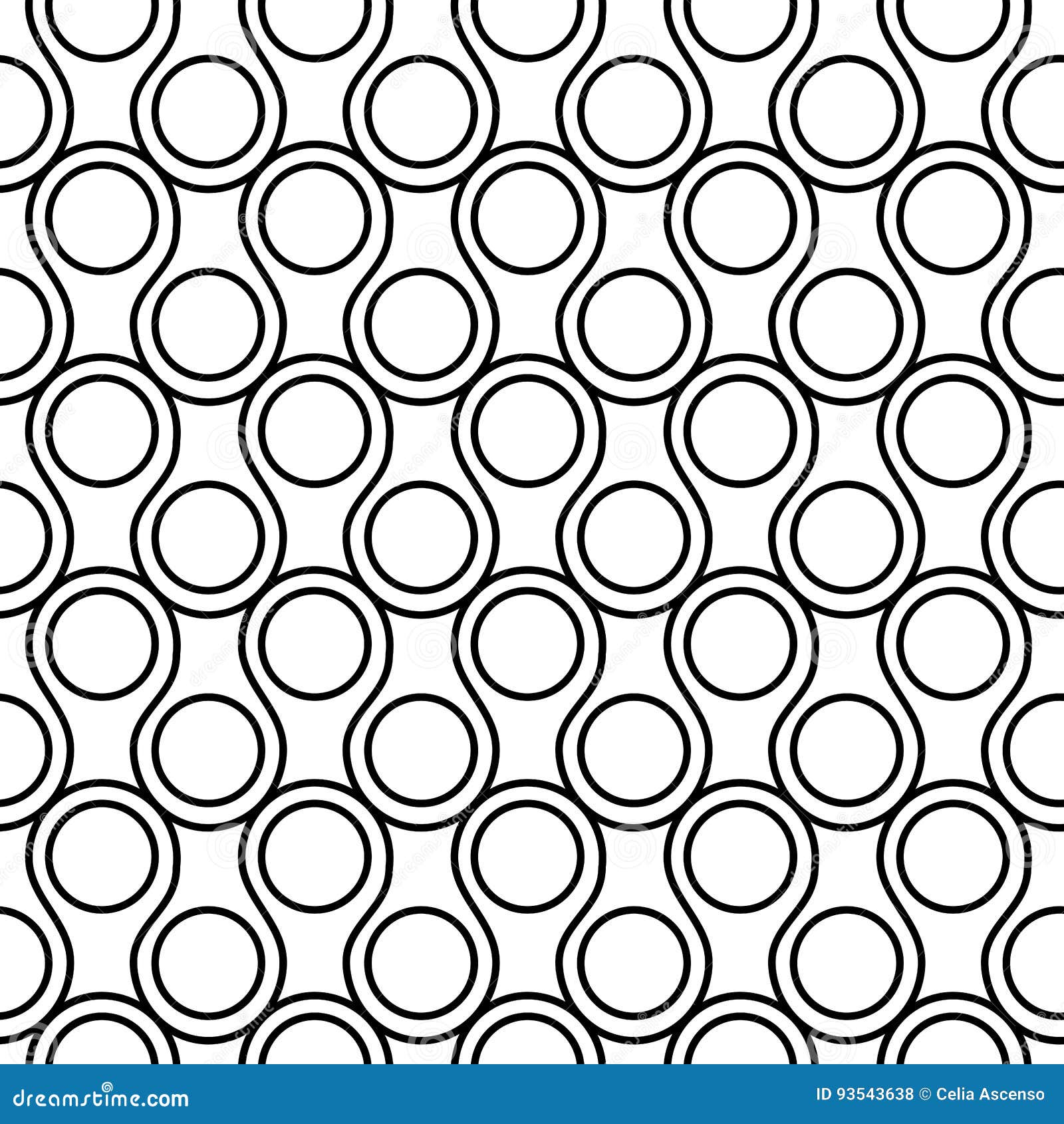 Seamless Black and White Circles Geometric Pattern Stock Illustration ...