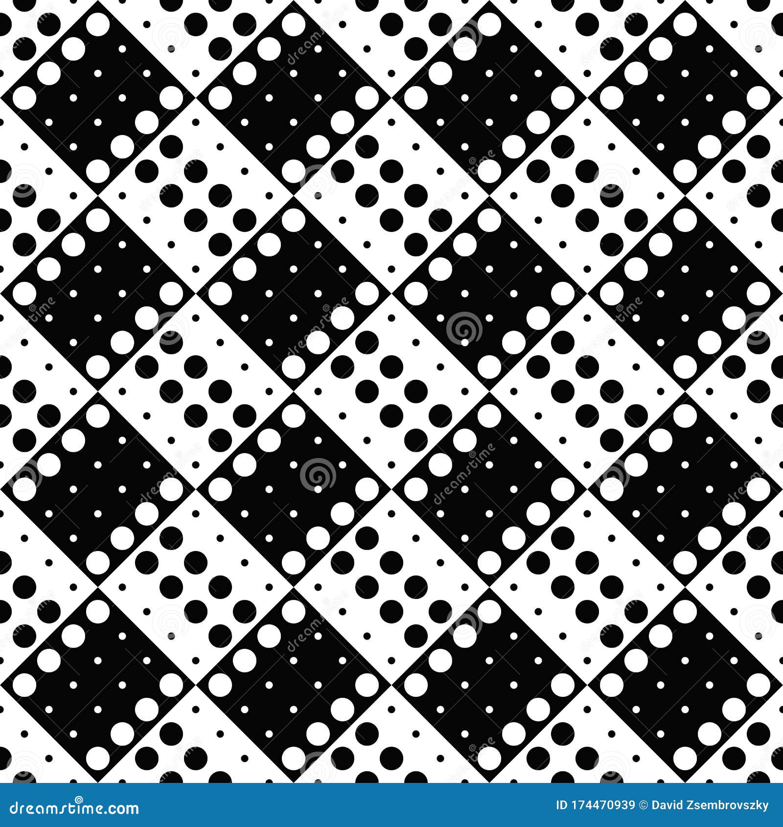 Seamless Black and White Dot Pattern Background Stock Vector ...