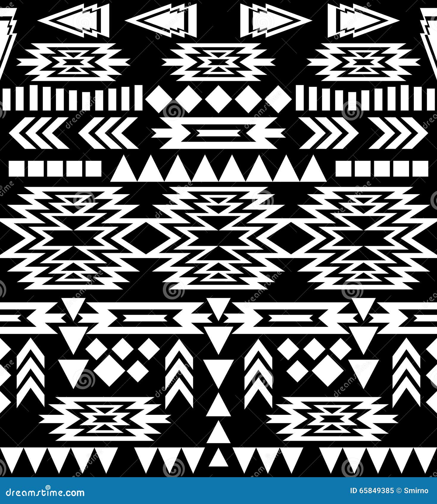 Seamless Black and White Ethnic Pattern Stock Vector - Illustration of ...