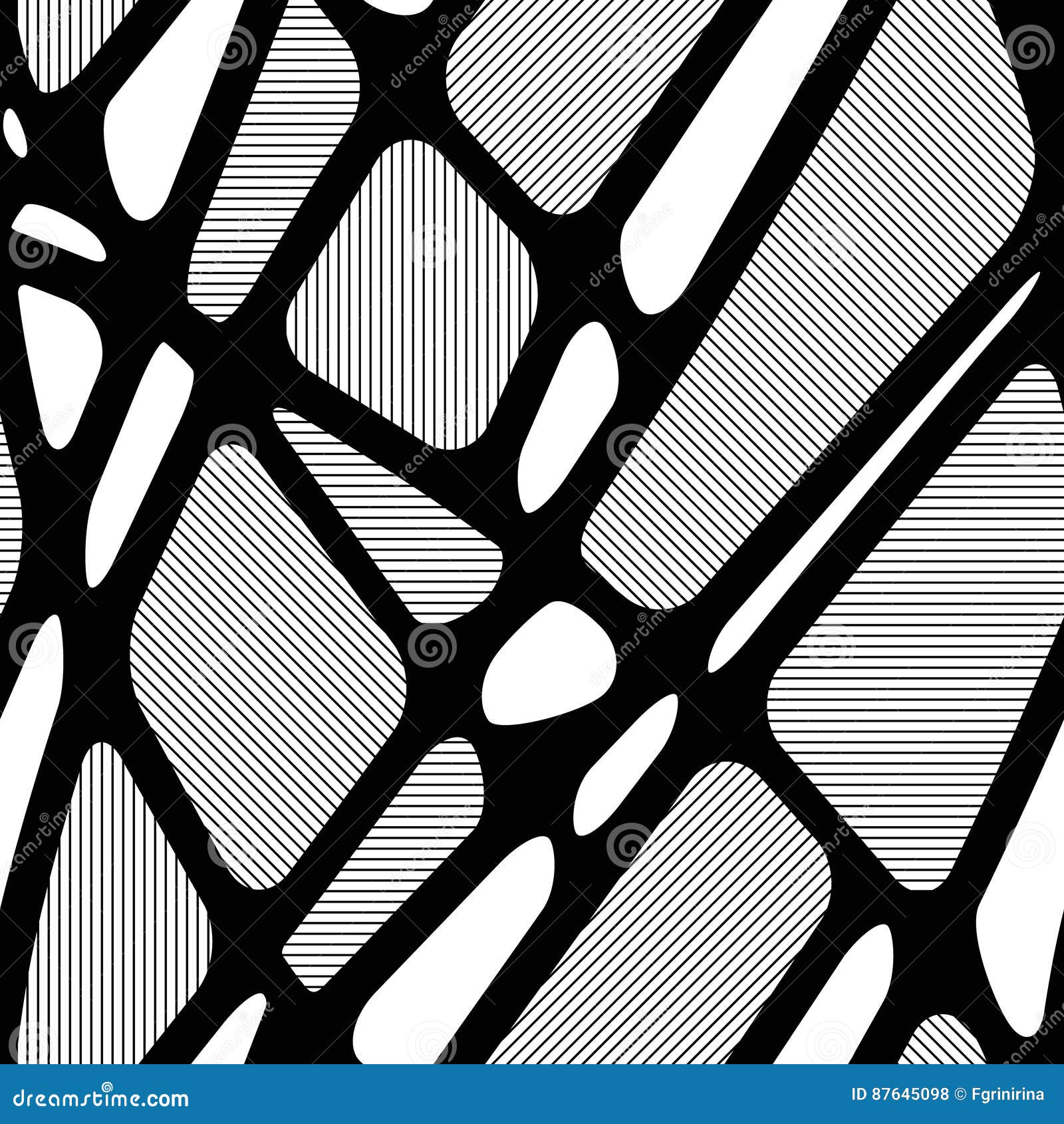 Seamless Black and White Geometric Abstract Pattern with Hatched Stock ...