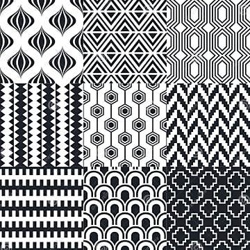 Seamless Black and White Geometric Pattern Stock Vector - Illustration ...