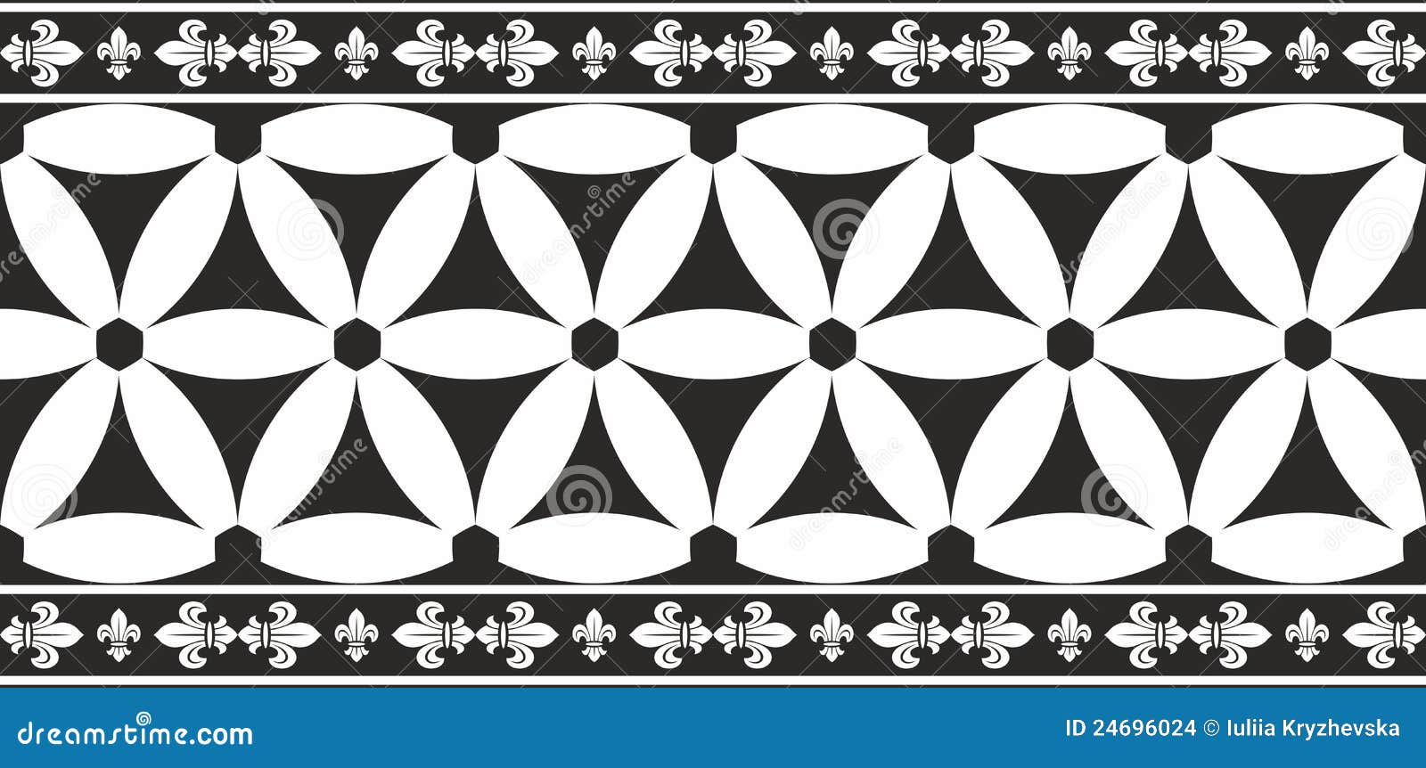 Seamless Black-and-white Gothic Floral Border Stock Vector ...