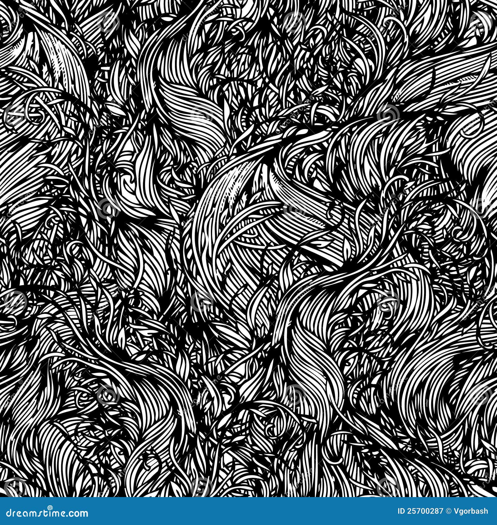 Seamless Black and White Grass Pattern Stock Illustration ...