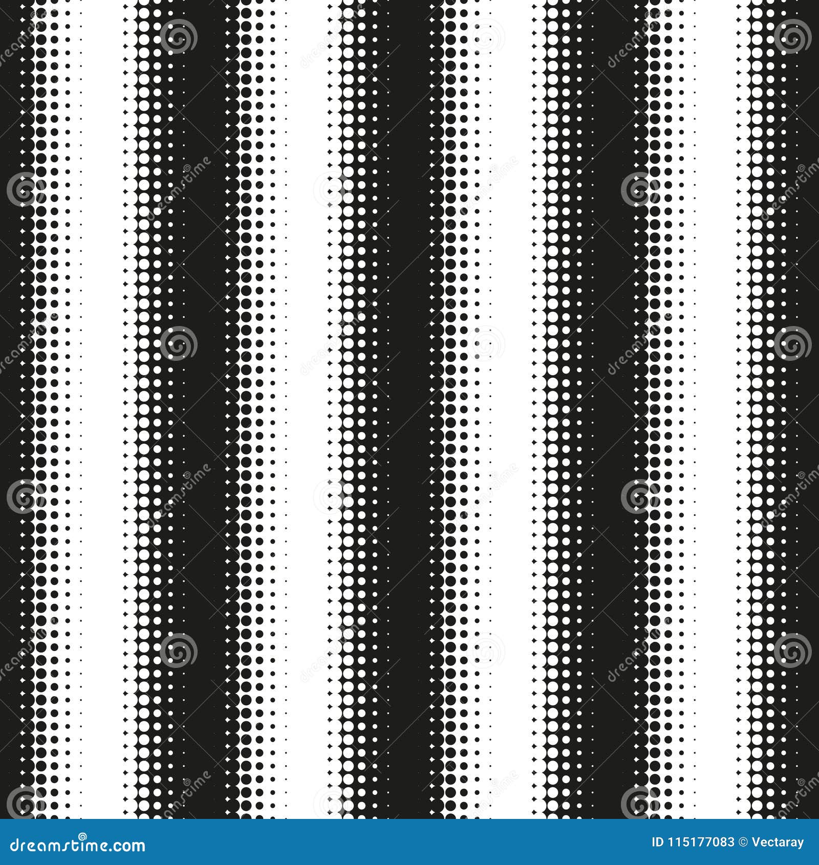 Seamless Black and White Halftone Pattern Stripe Background. Stock ...
