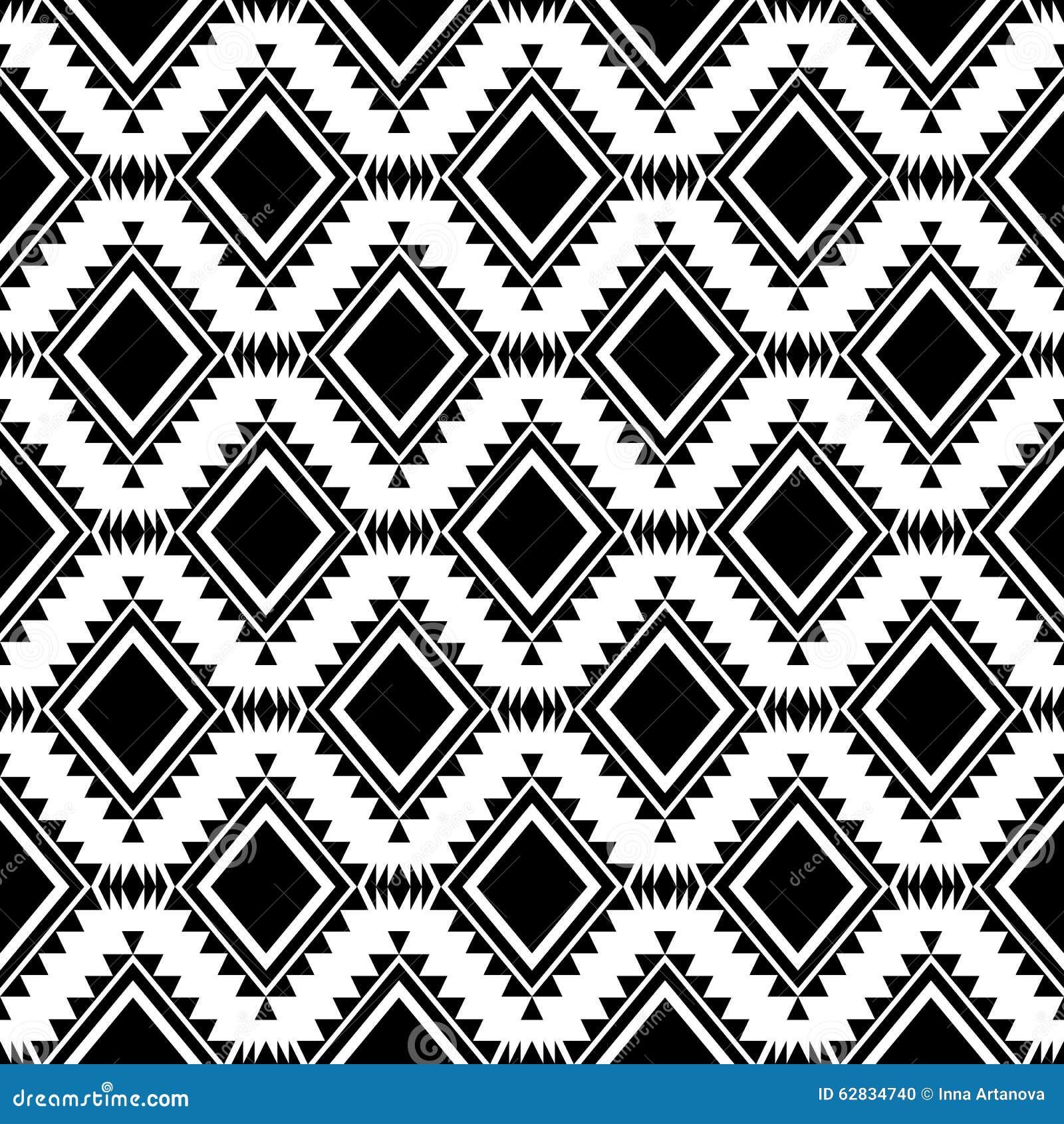 Seamless Black and White Indian Pattern. Stock Vector - Illustration of ...