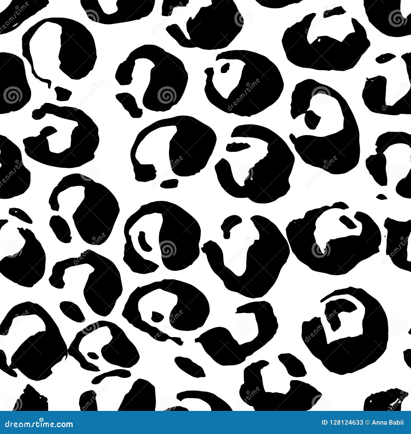 Seamless Black and White Leopard Pattern. Animal Skin Grunge Texture ...