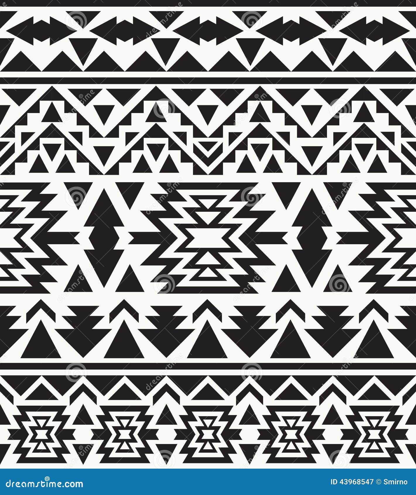 Seamless Black and White Navajo Pattern, Vector Illustration Stock ...
