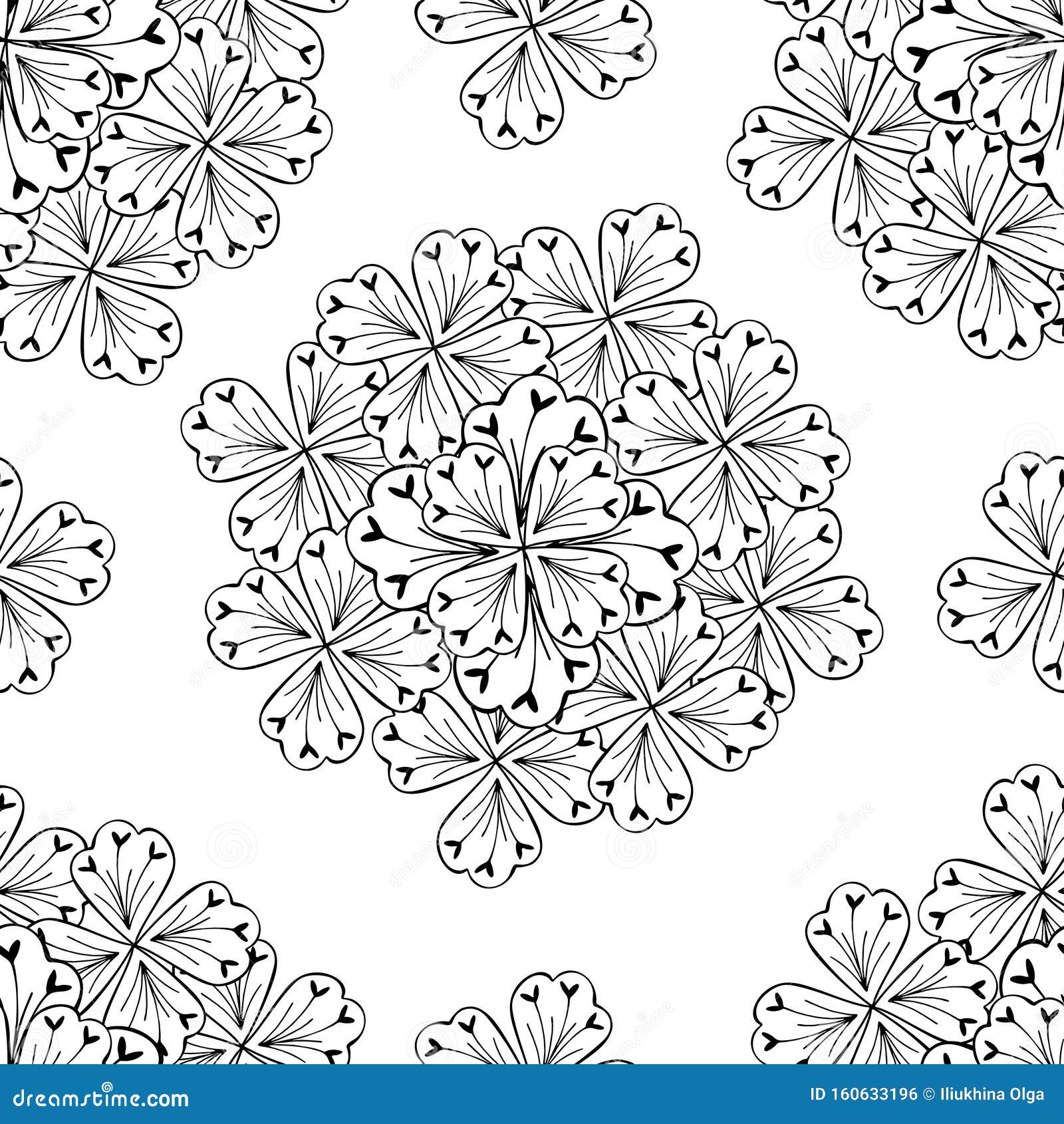 Floral Abstract Pattern Black and White Stock Vector - Illustration of ...