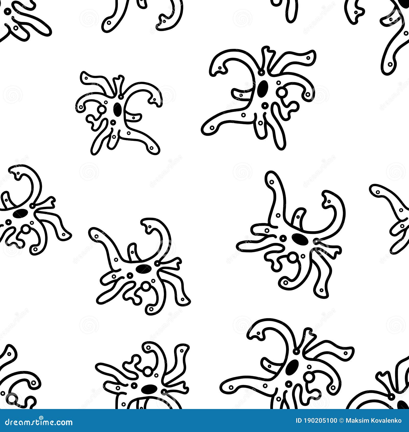 Seamless Black-white Pattern with Amoeba. Stock Vector - Illustration ...