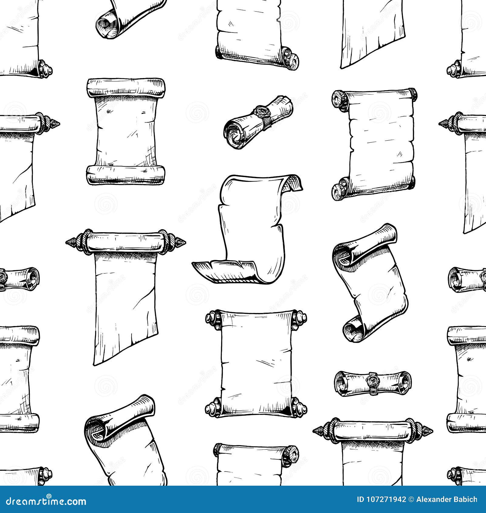 Pattern with old scroll stock vector. Illustration of black - 107271942