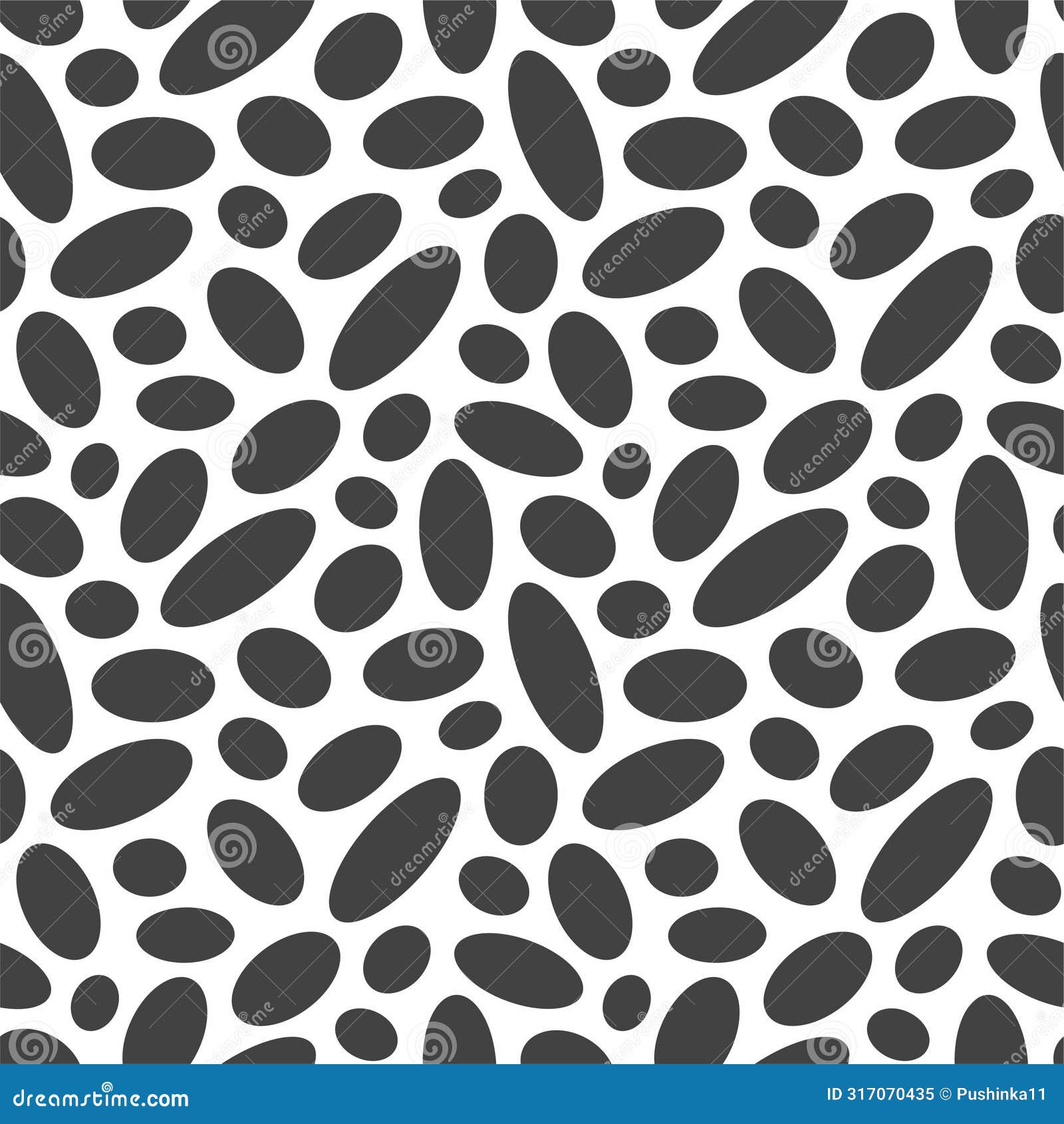 Seamless Black and White Pattern with Ellipses. Oval Geometric ...