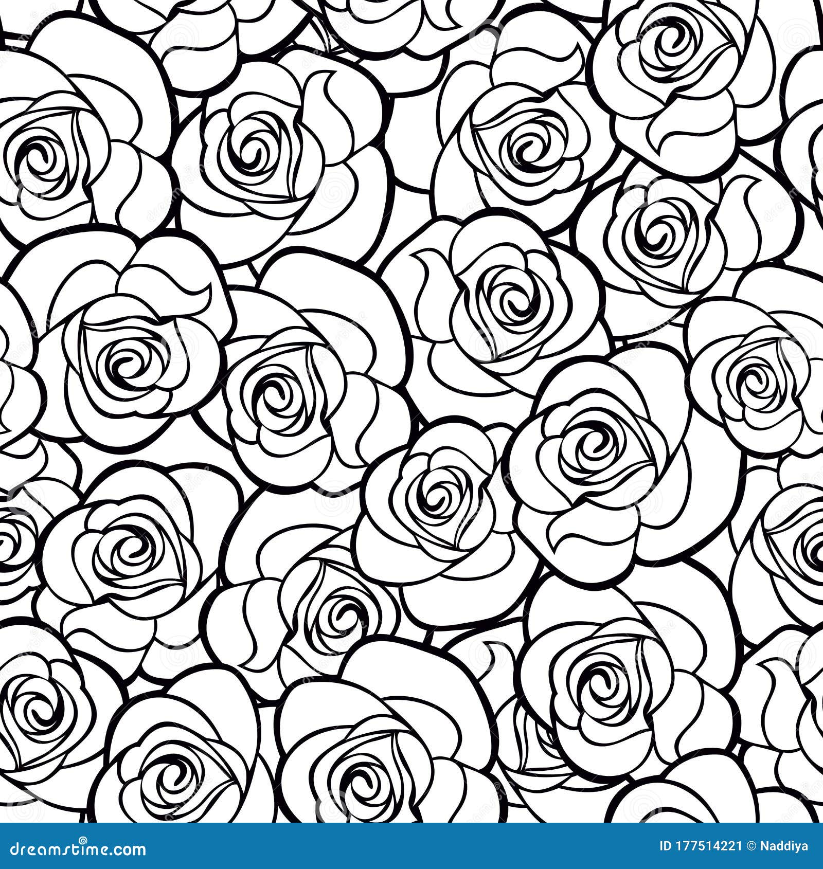 Seamless Black and White Pattern with Roses. Vector Illustration. Stock ... Seamless Black and White Pattern with Roses. Vector Illustration. Stock ...