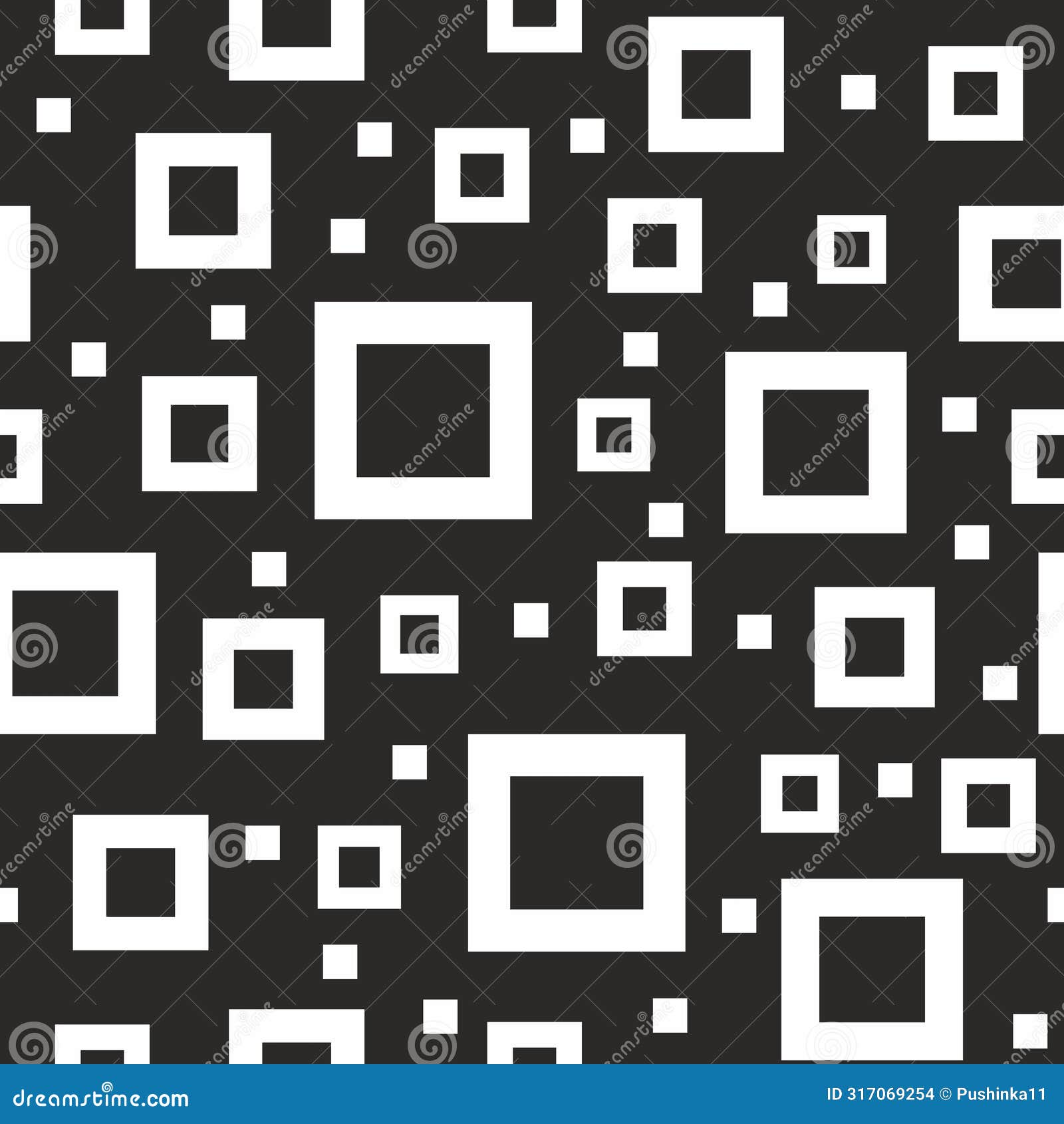 Seamless Black and White Pattern with Squares. Quadrate Geometric ...