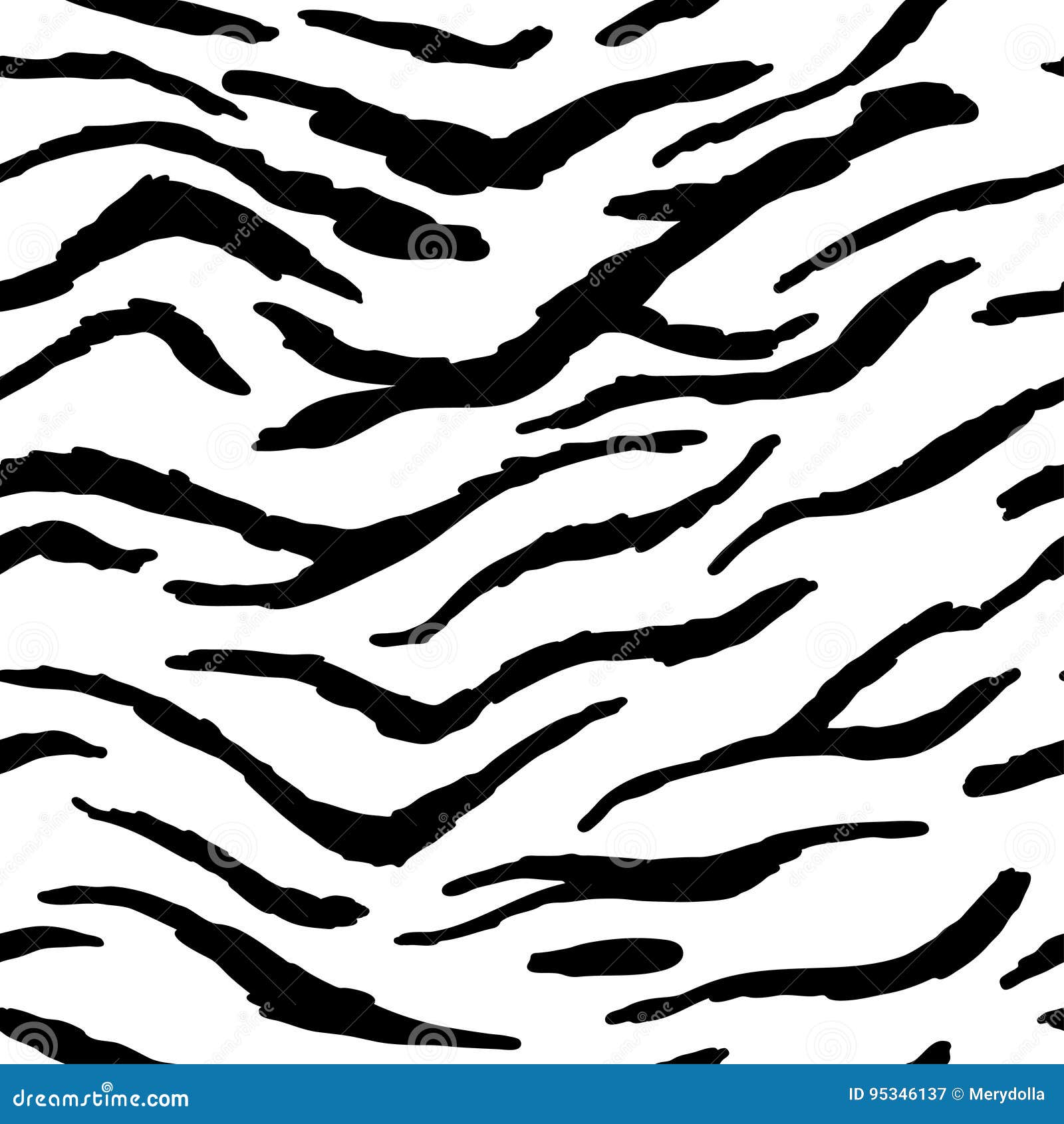 Seamless Black and White Pattern of Tiger Stock Illustration ...