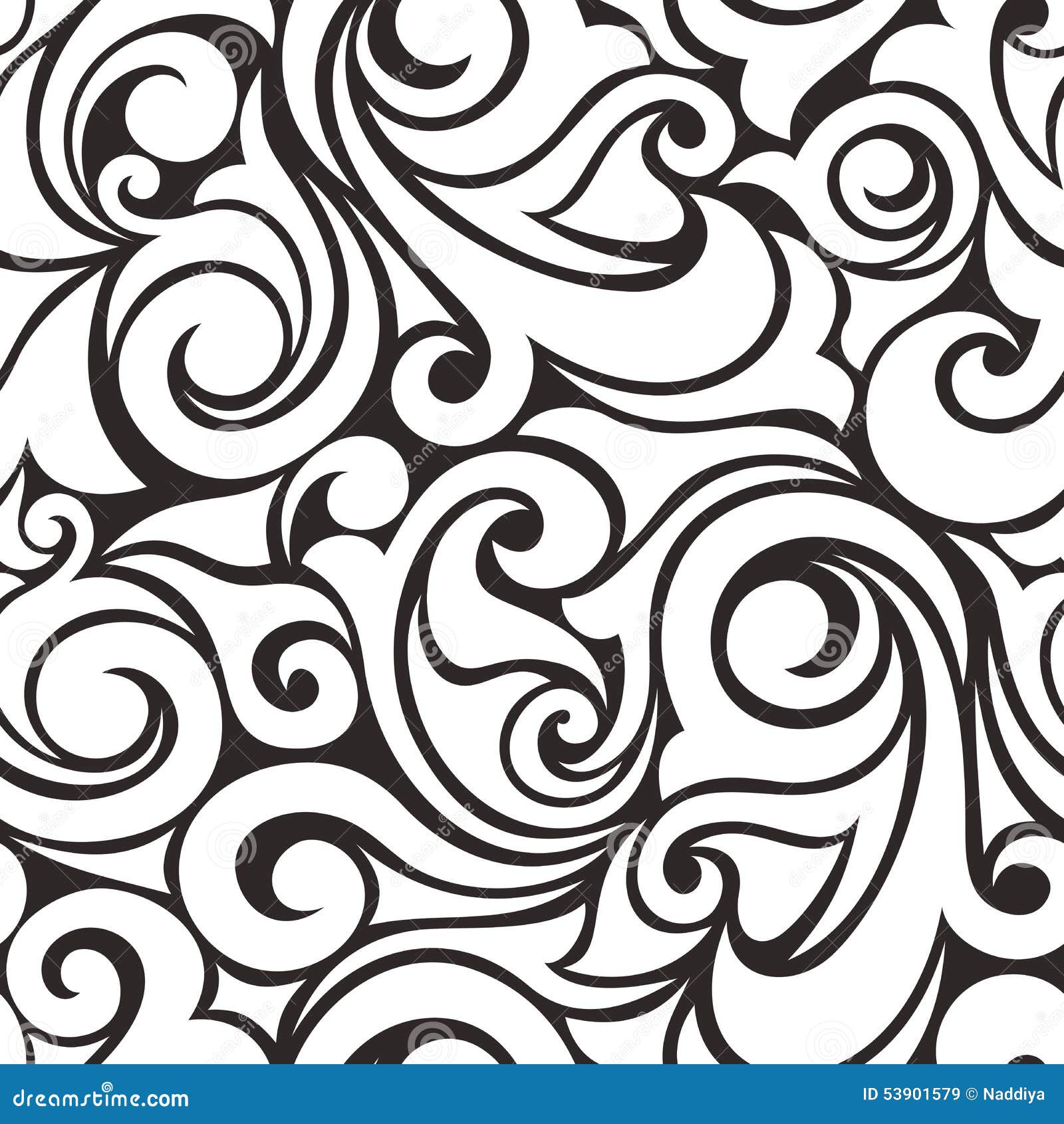 Seamless Black and White Pattern. Vector Illustration. Stock Vector ...