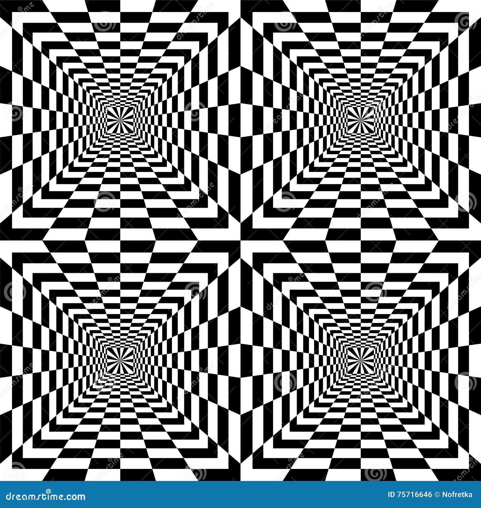 Seamless Black and White Rectangles Expanding from the Center. Stock ...