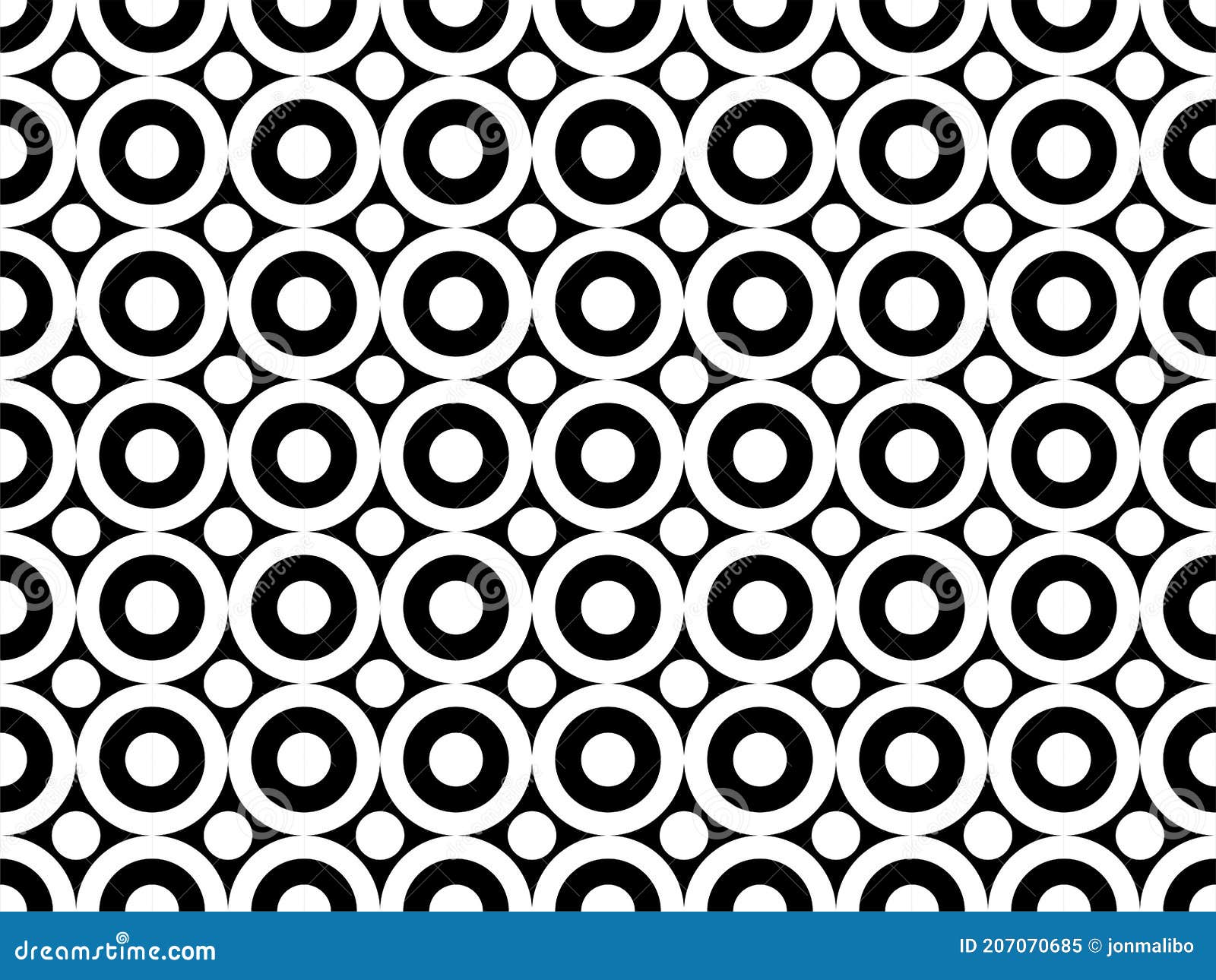 Seamless Black and White Round Background Pattern Stock Illustration ...